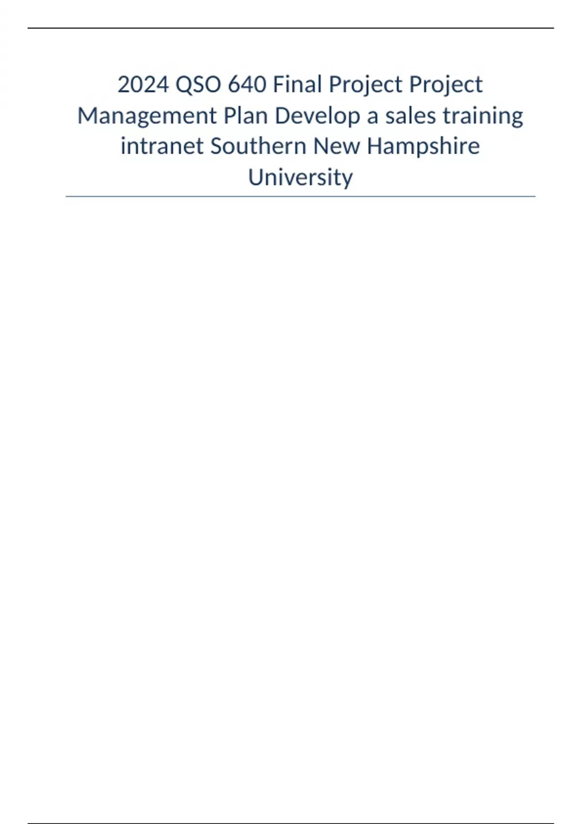 2024 QSO 640 Final Project Management Plan Develop a sales training ...