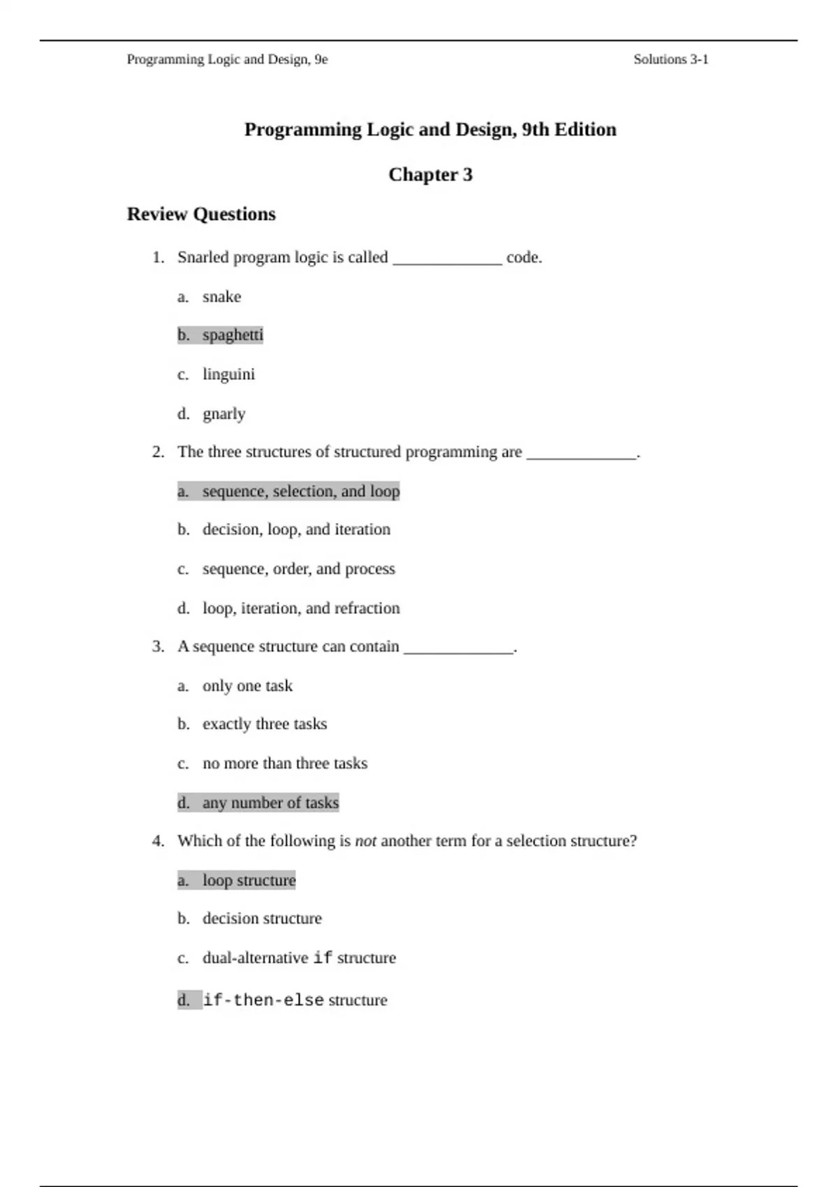 Chapter 3 Understanding Structure - Programming Logic & Design, Comprehensive, - Stuvia US