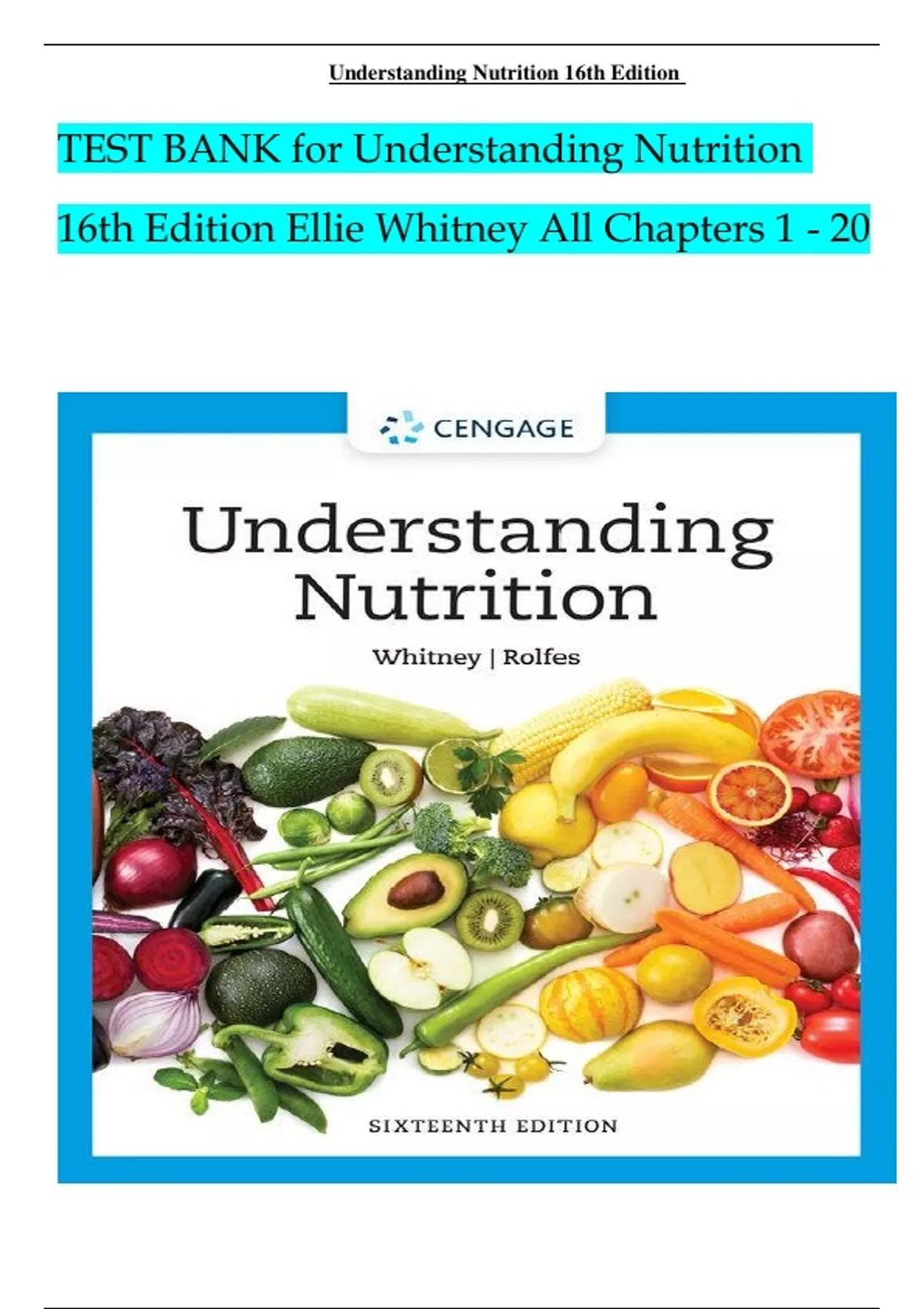 Understanding Nutrition, 16th Edition TEST BANK by Ellie Whitney ...