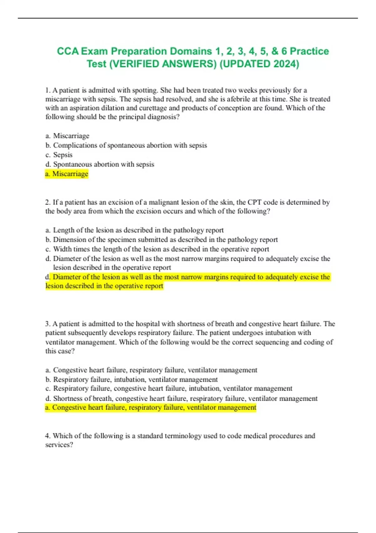 CCA Exam Preparation Domains 1, 2, 3, 4, 5, & 6 Practice Test (VERIFIED ...