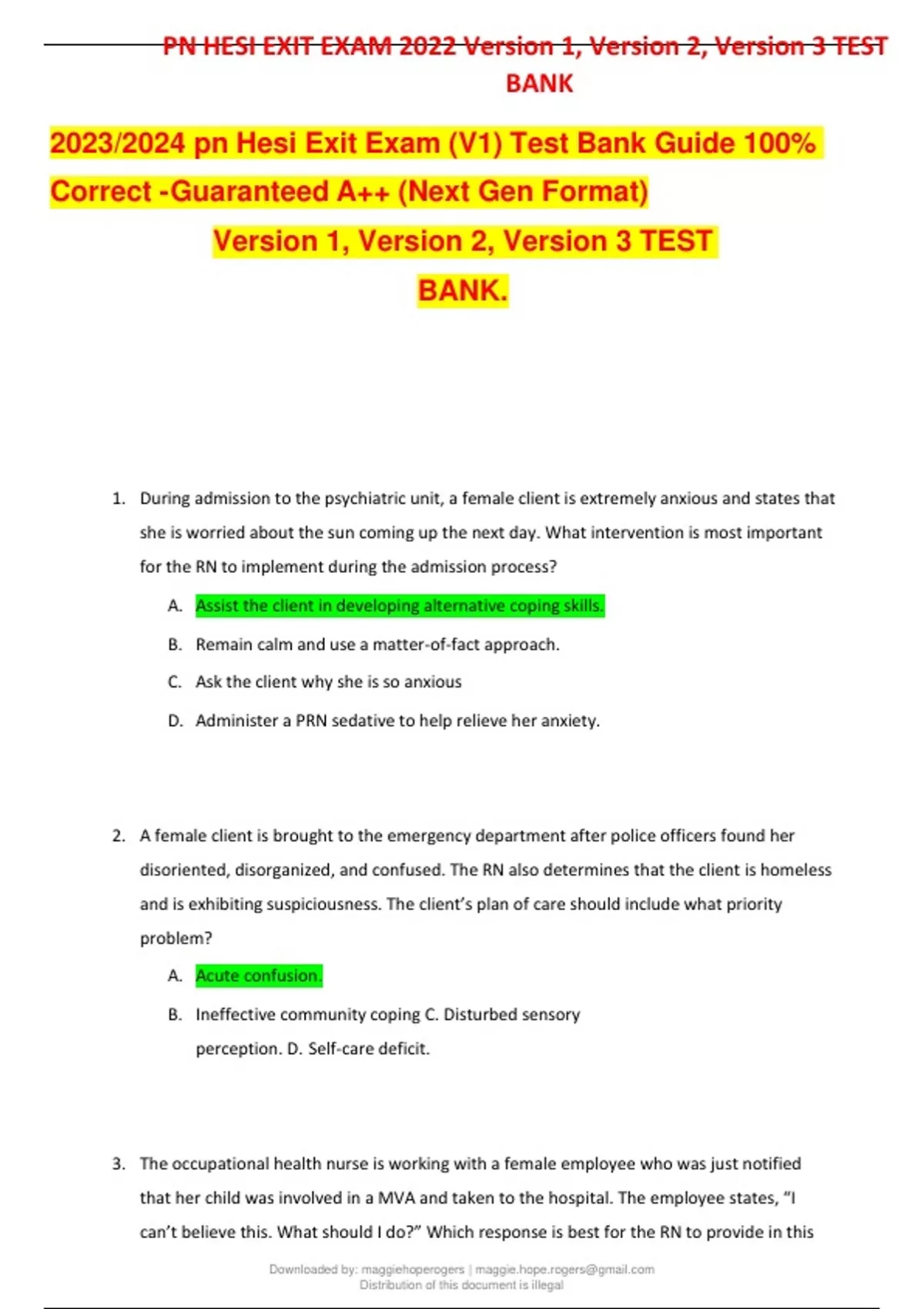 2023/2024 pn Hesi Exit Exam (V1) Test Bank Guide 100% Correct ...