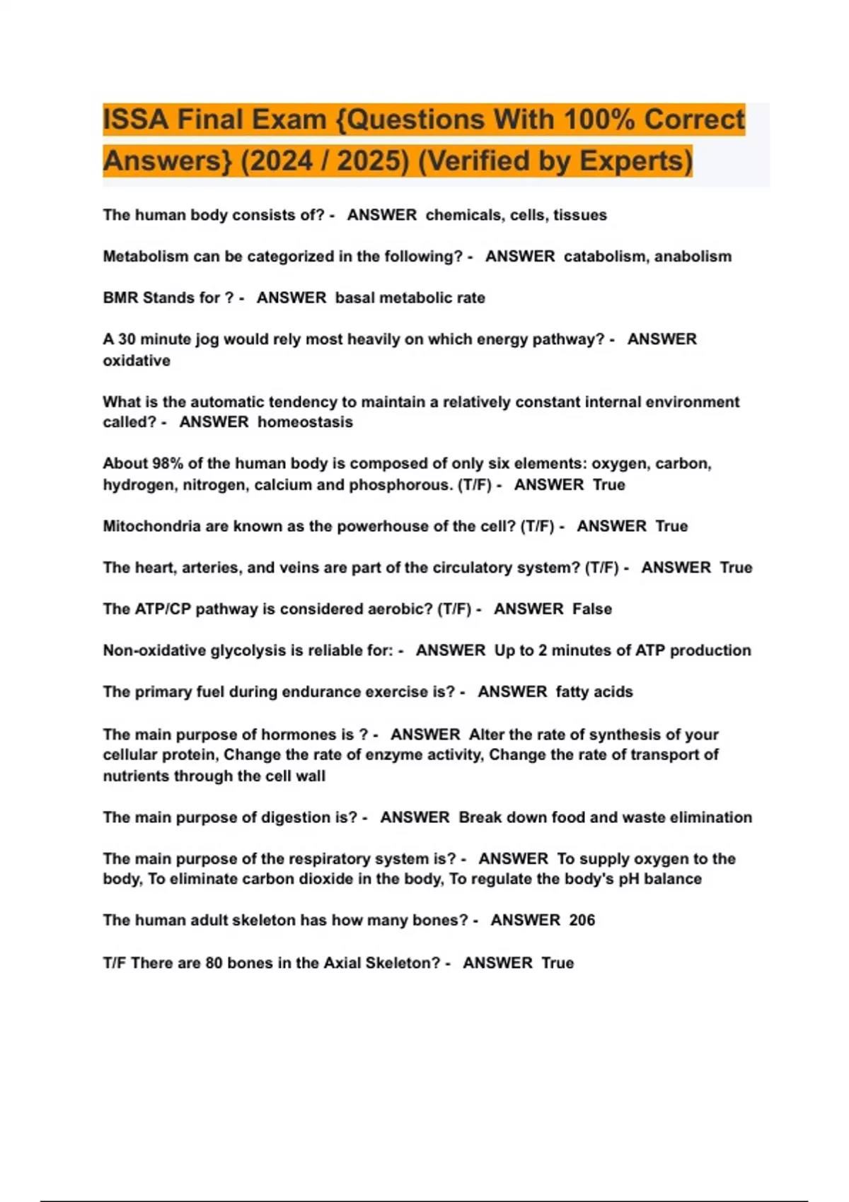 ISSA Final Exam {Questions With 100% Correct Answers} (2024 / 2025 ...