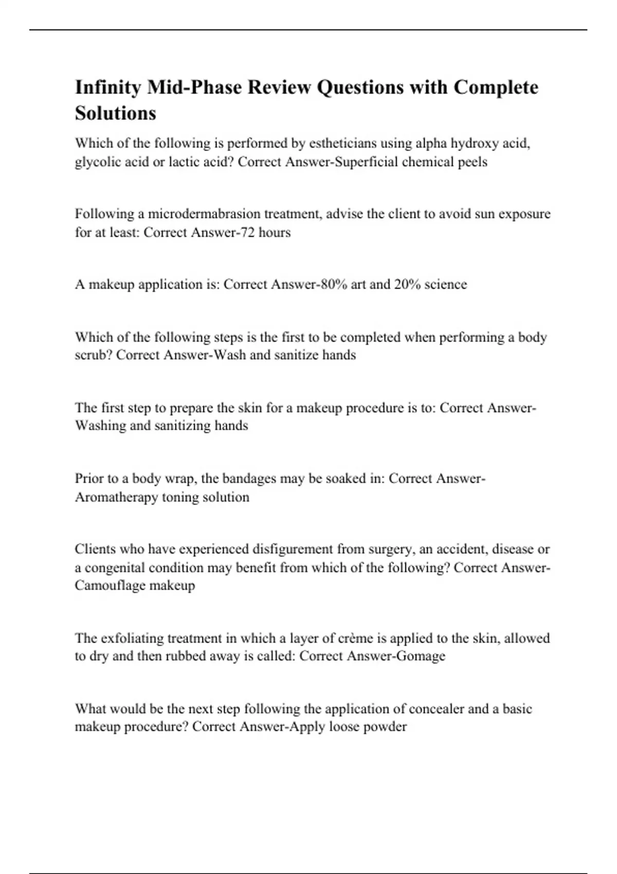 Infinity Mid-Phase Review Questions with Complete Solutions - Infinity ...