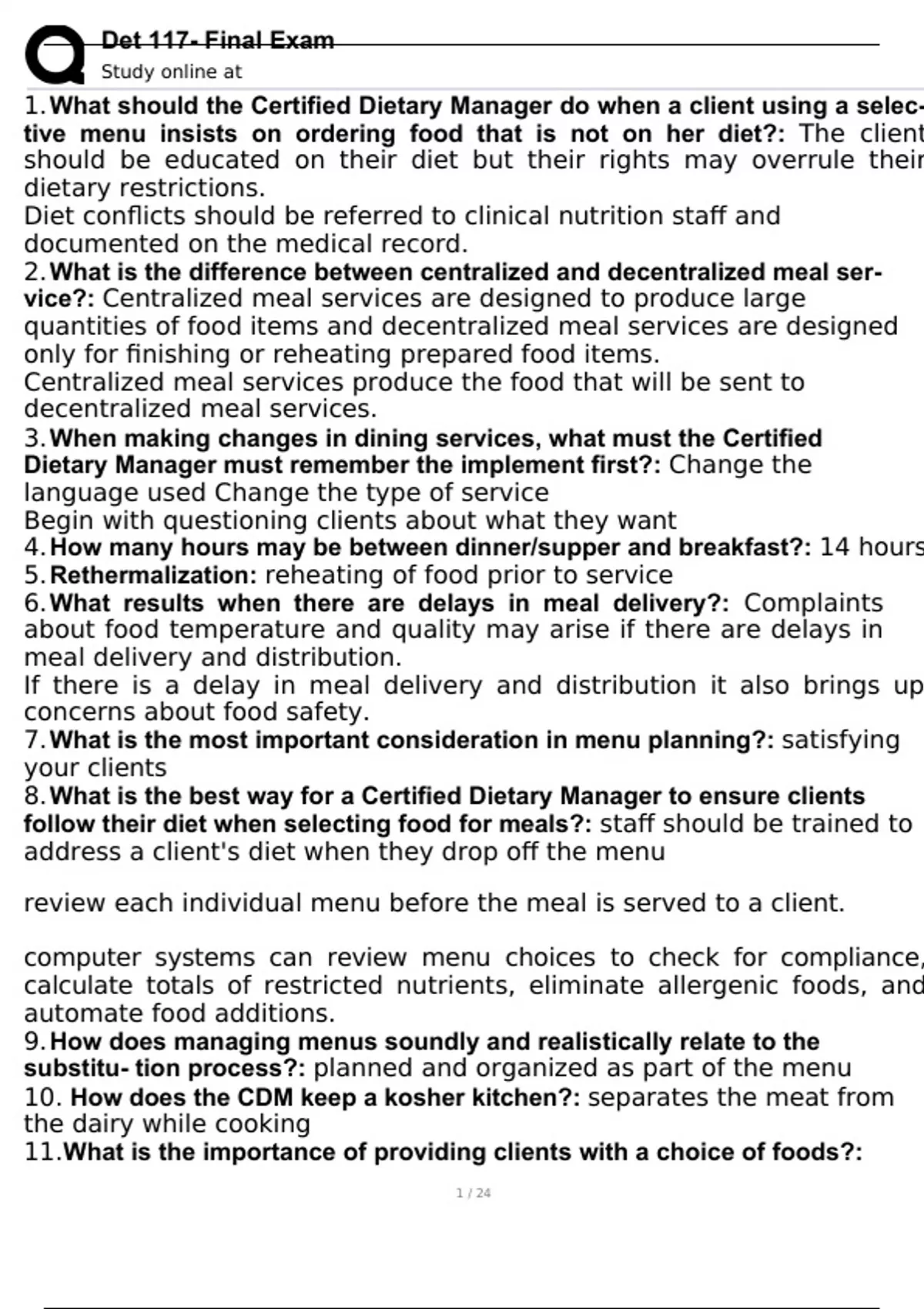 Det 117- Final Exam Actual Questions and Answers 2024 with complete ...