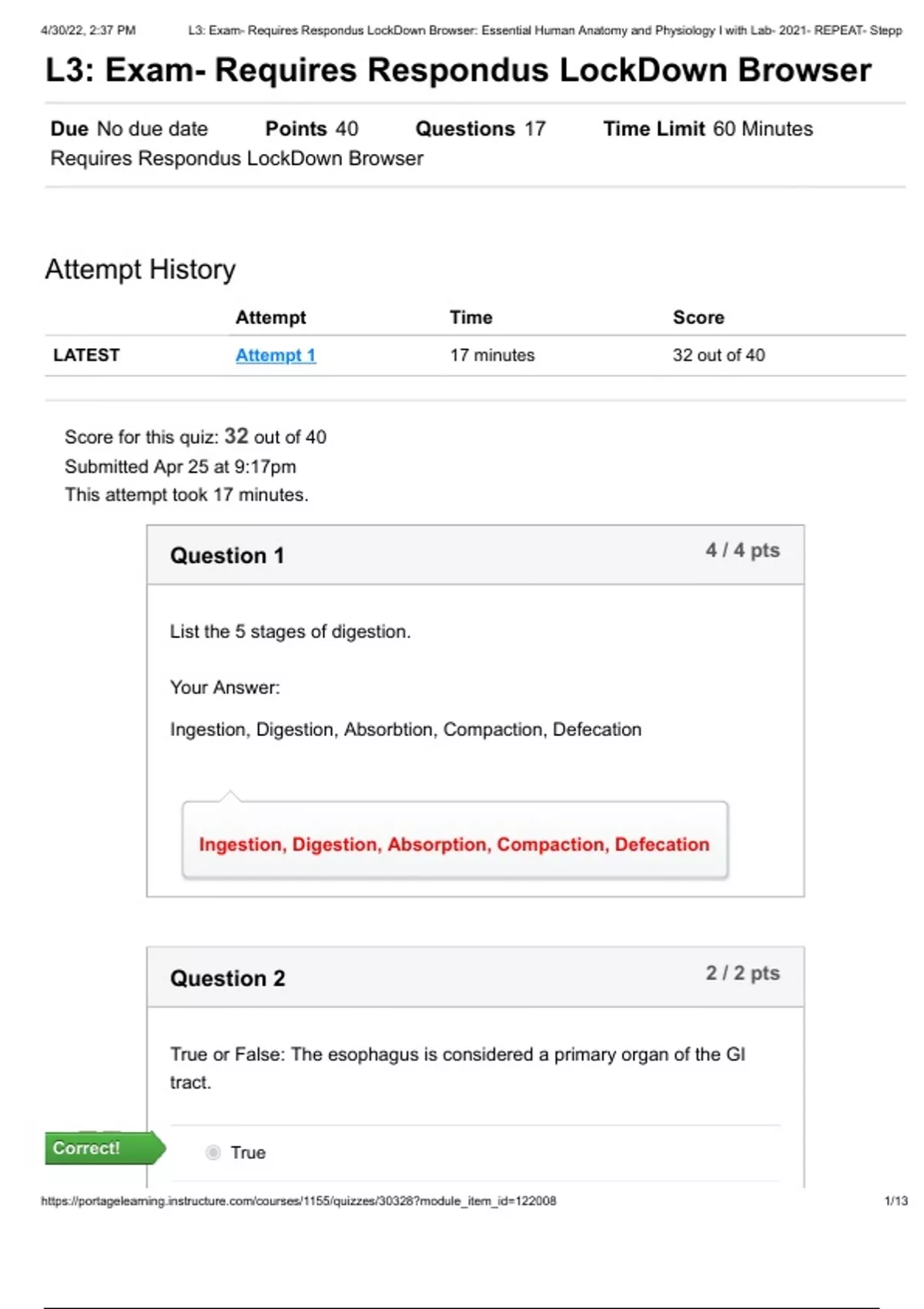 BIOD 151 Lab 3 Exam (Up-to-date, )/ BIOD151 Lab 3 Exam / BIOD 151 A & P 1 Lab 3 Exam: Essential ...