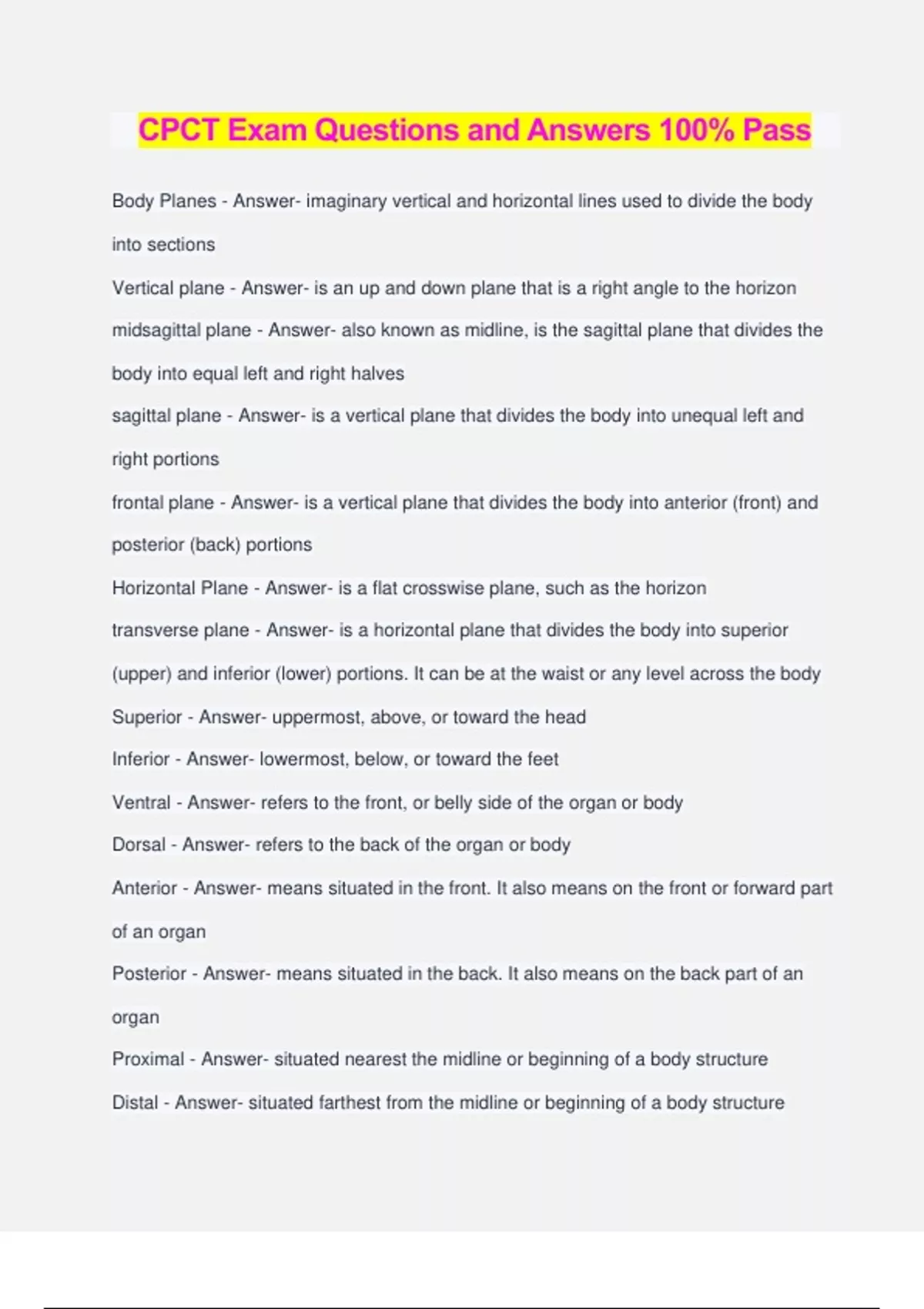 CPCT Exam Questions and Answers 100% Pass - CPCT - Stuvia US