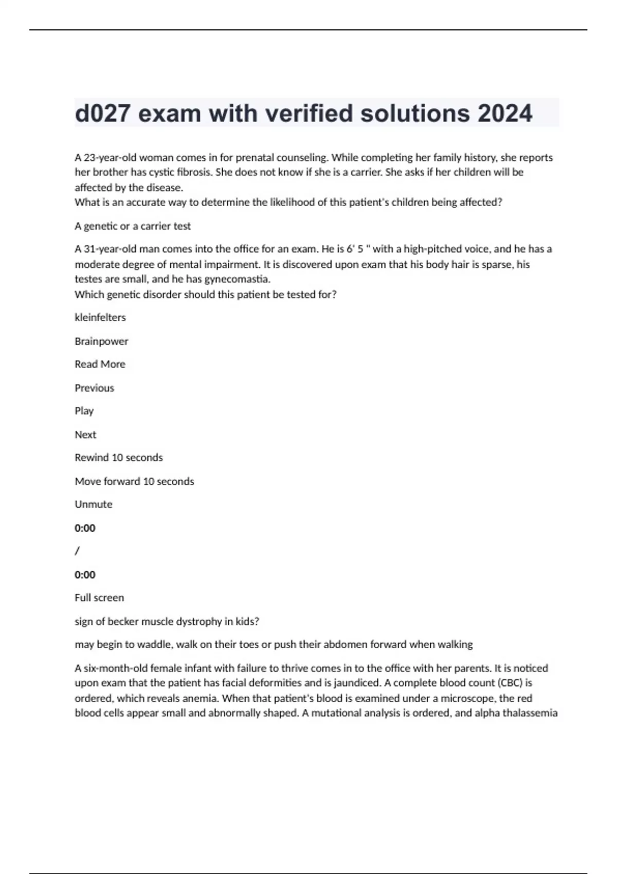 d027 exam with verified solutions 2024 - D027 - Stuvia US