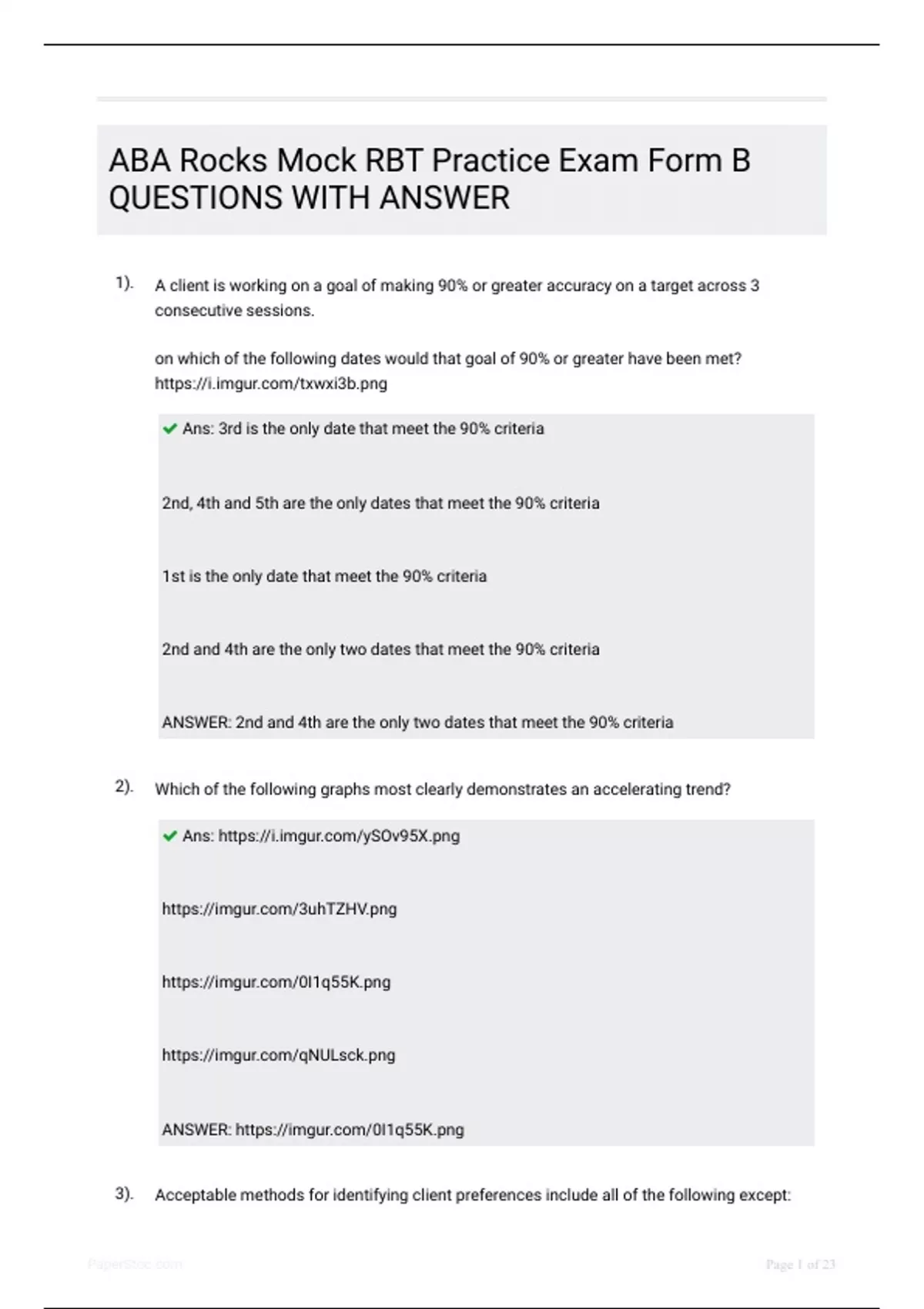 ABA Rocks Mock RBT Practice Exam Form B QUESTIONS WITH ANSWER - NU1426 ...