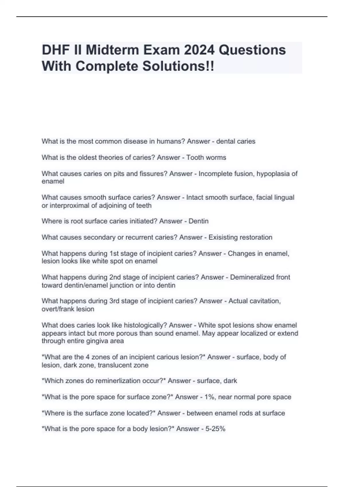 DHF II Midterm Exam 2024 Questions With Complete Solutions!! - DHF ...