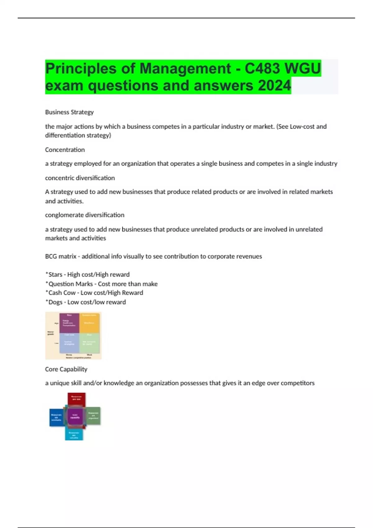 Principles of Management - C483 WGU exam questions and answers 2024 ...