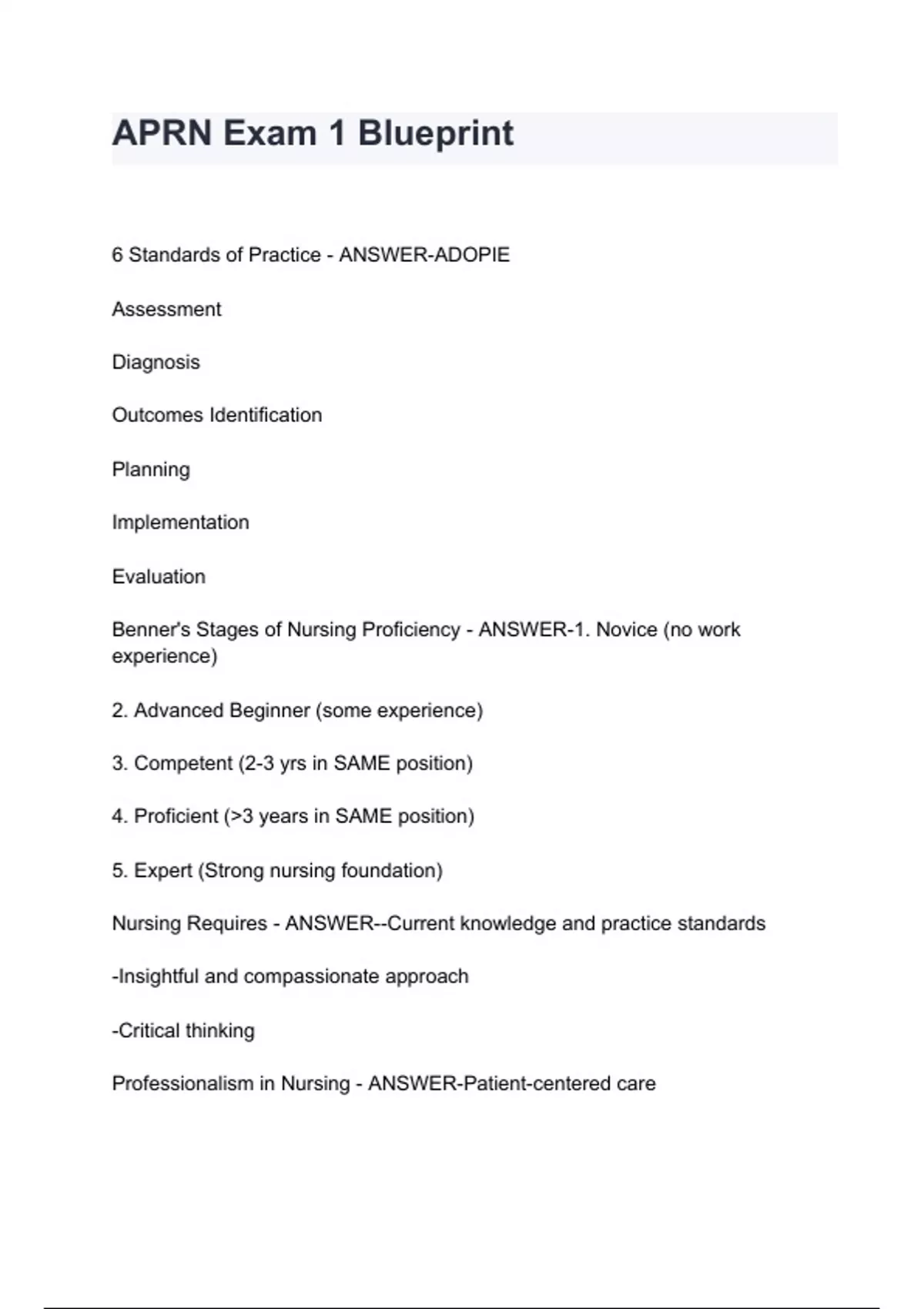 APRN Exam 1 Blueprint questions with complete solution - APRN Eam 1 ...