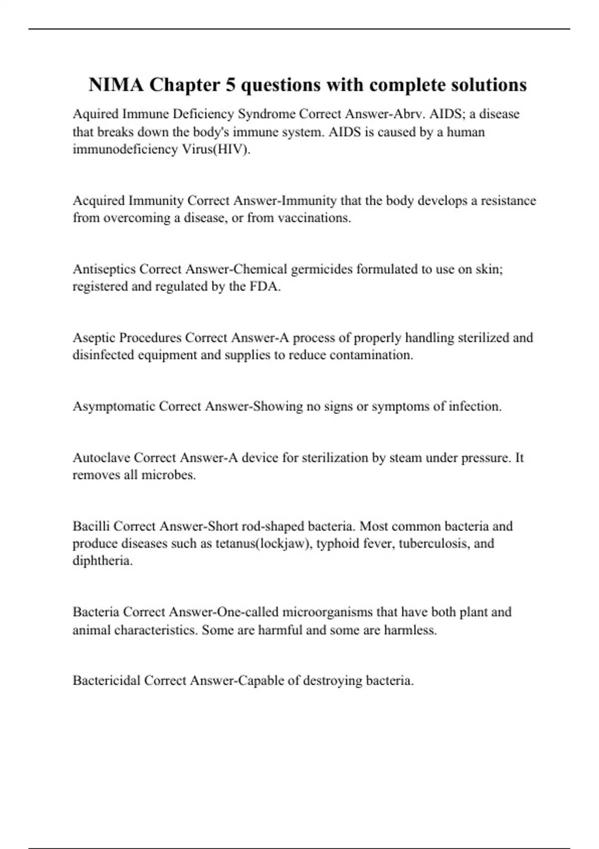 NIMA Chapter 5 questions with complete solutions - NIMA - Stuvia NL