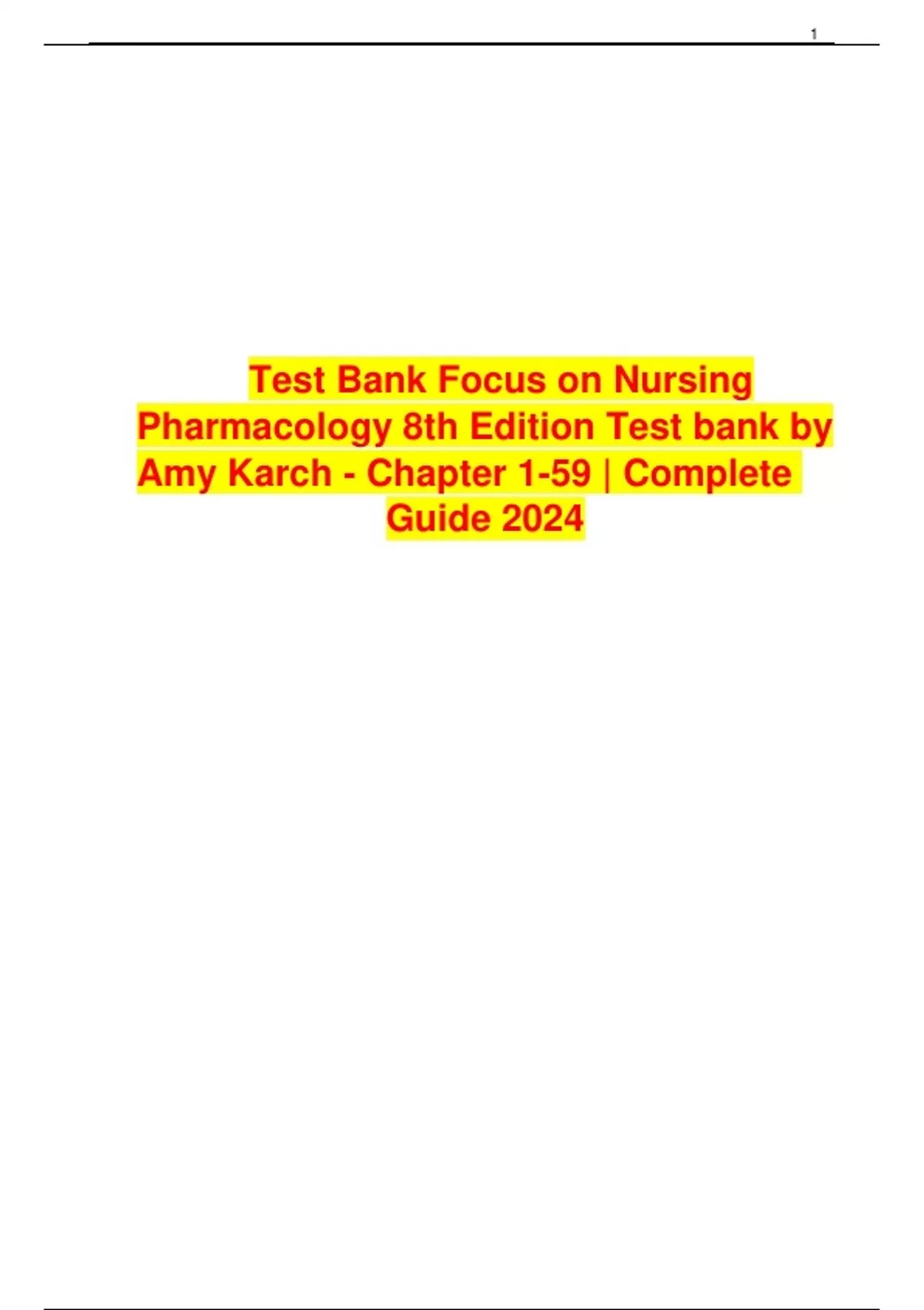 Test Bank Focus on Nursing Pharmacology 8th Edition Test bank by Amy ...