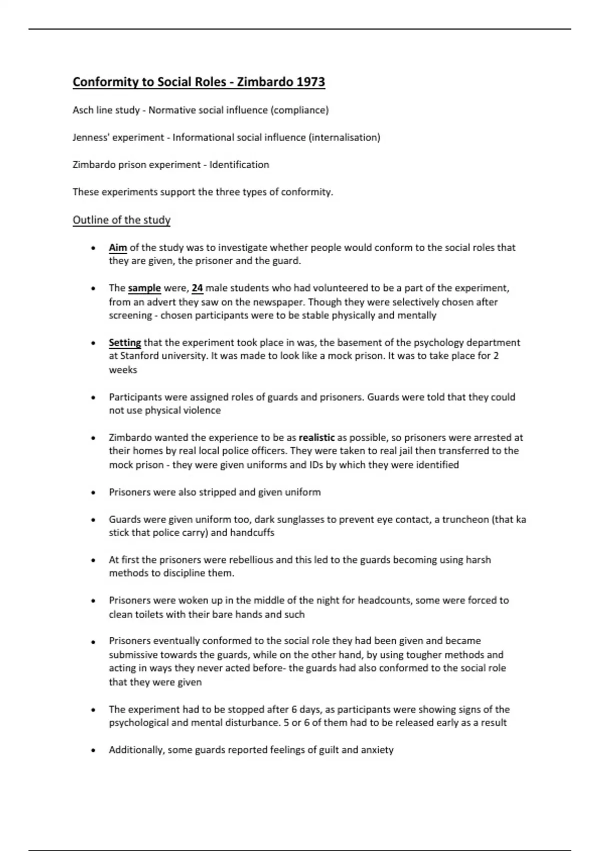 Summary Conforming to social roles - Zimbardo Stanford experiment ...