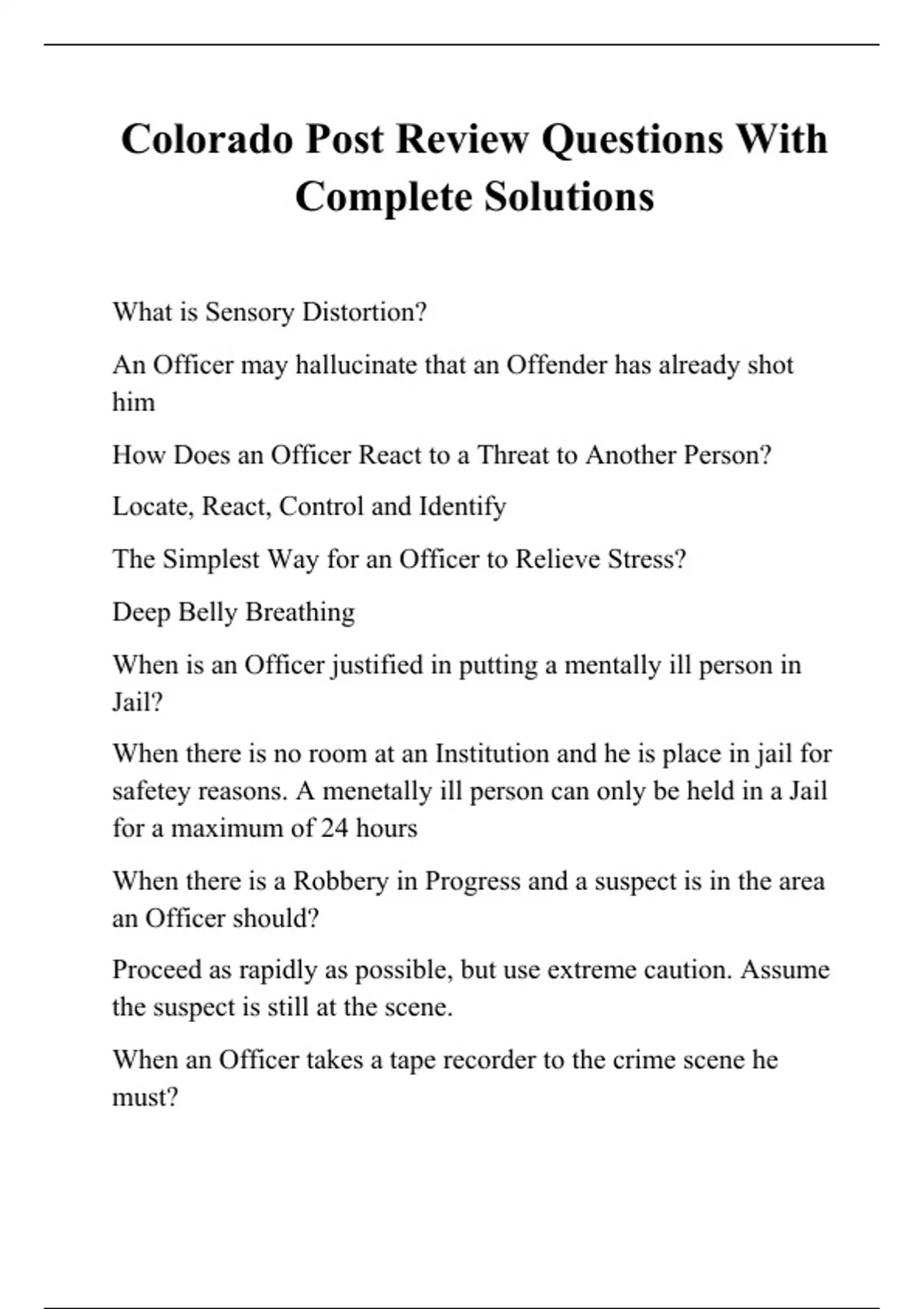Colorado Post Review Questions With Complete Solutions - Colorado Post ...