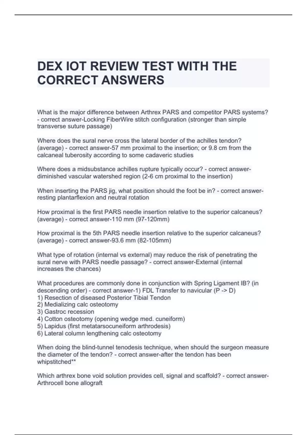 DEX IOT REVIEW TEST WITH THE CORRECT ANSWERS - DEX - Stuvia US