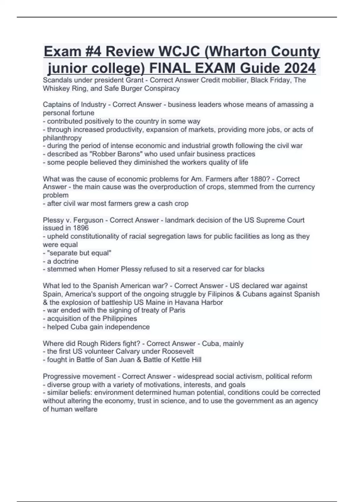 Exam #4 Review WCJC (Wharton County junior college) FINAL EXAM Guide ...