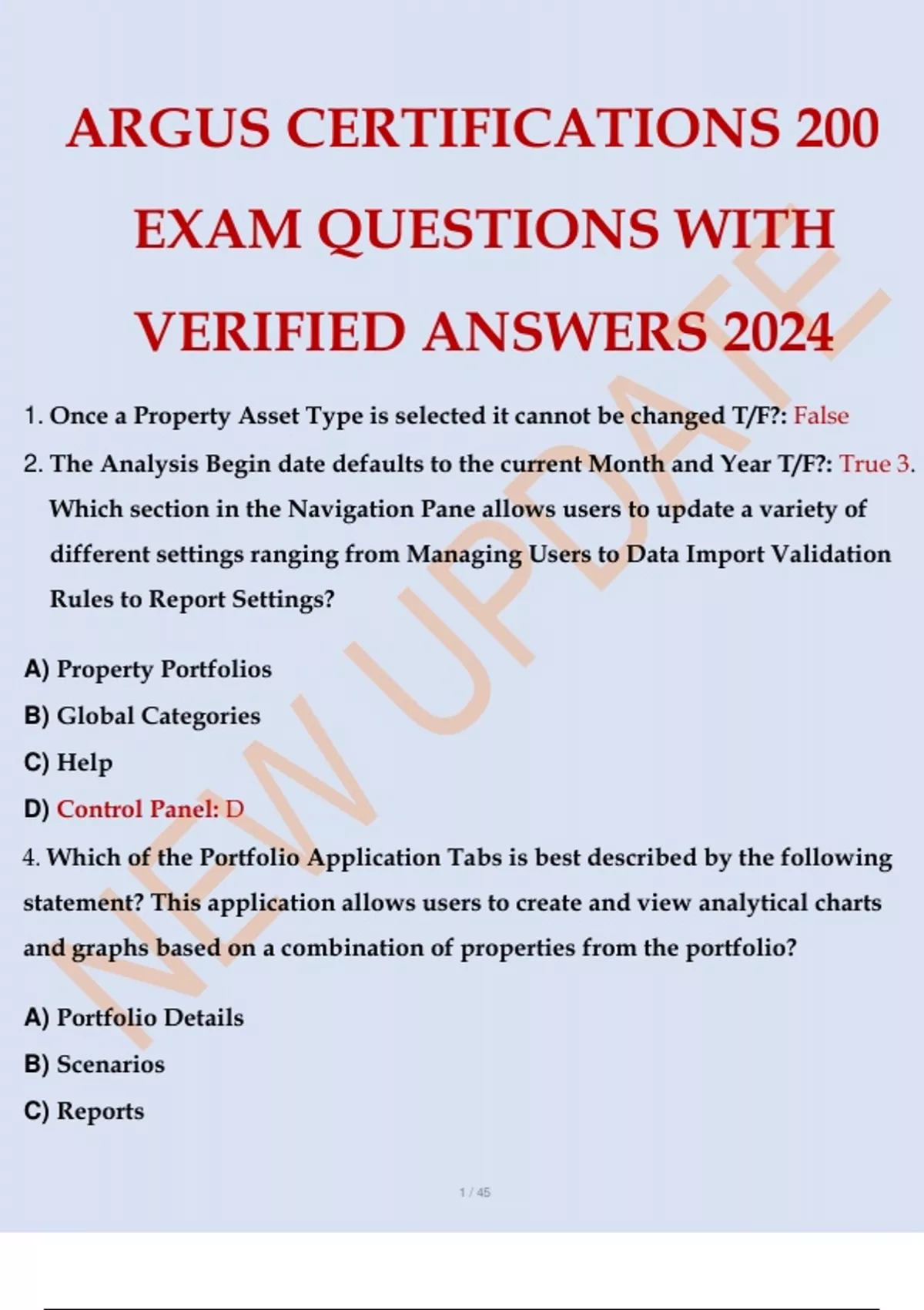 ARGUS CERTIFICATIONS 200 EXAM QUESTIONS WITH VERIFIED ANSWERS 2024 ...