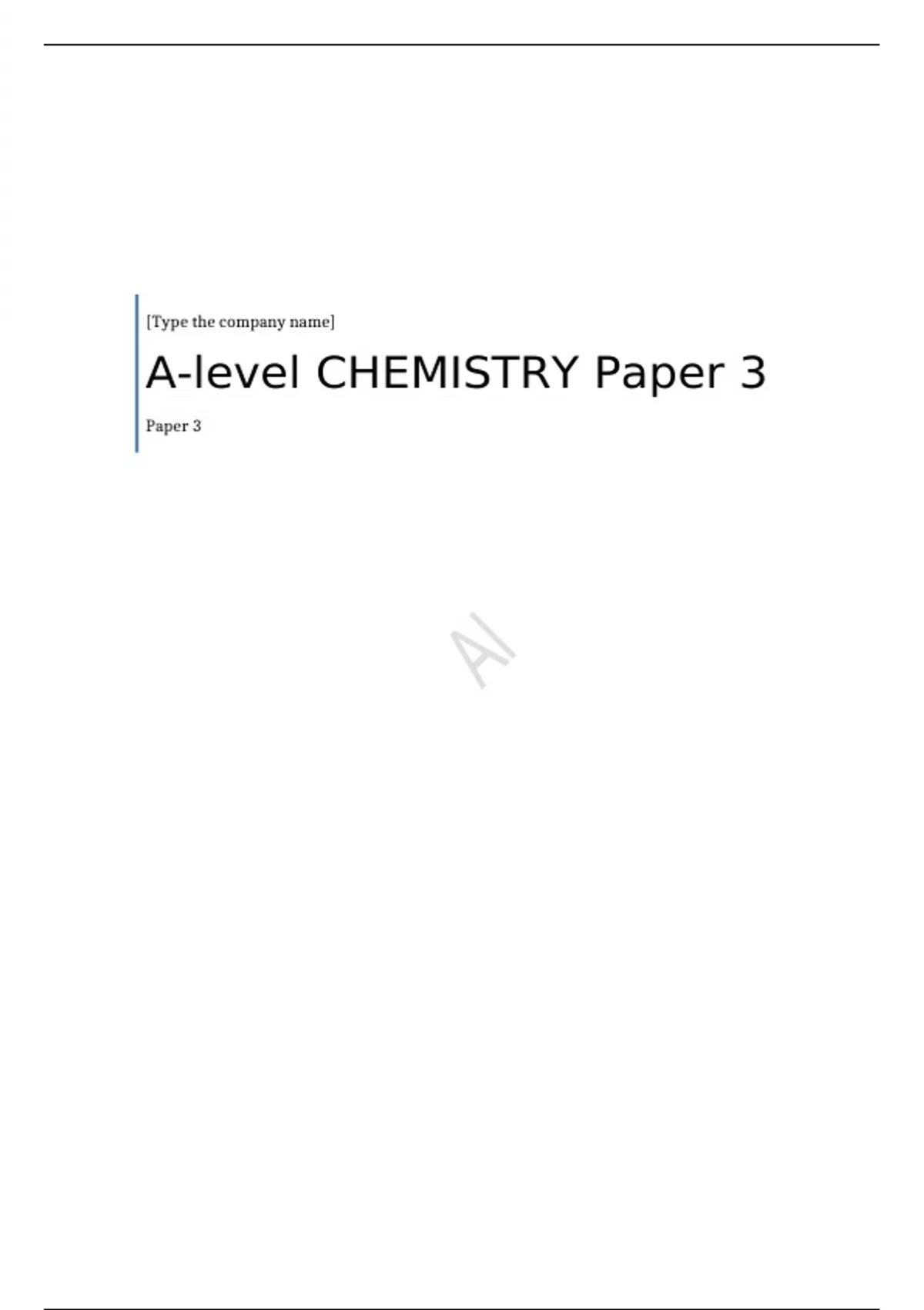 AQA A-level CHEMISTRY Paper 3 QUESTION PAPER AND MARK SCHEME FOR JUNE ...