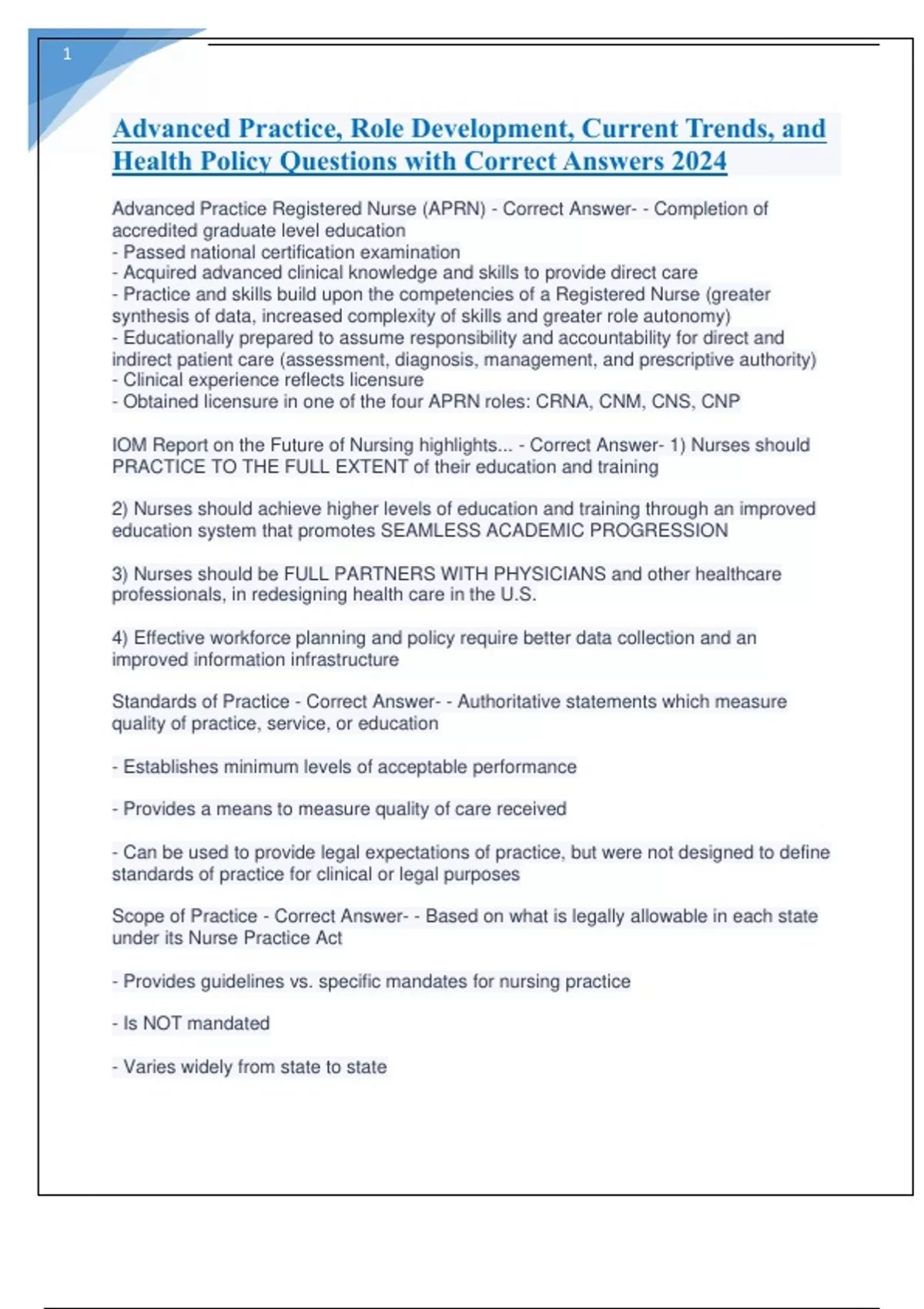 Advanced Practice, Role Development, Current Trends, and Health Policy ...