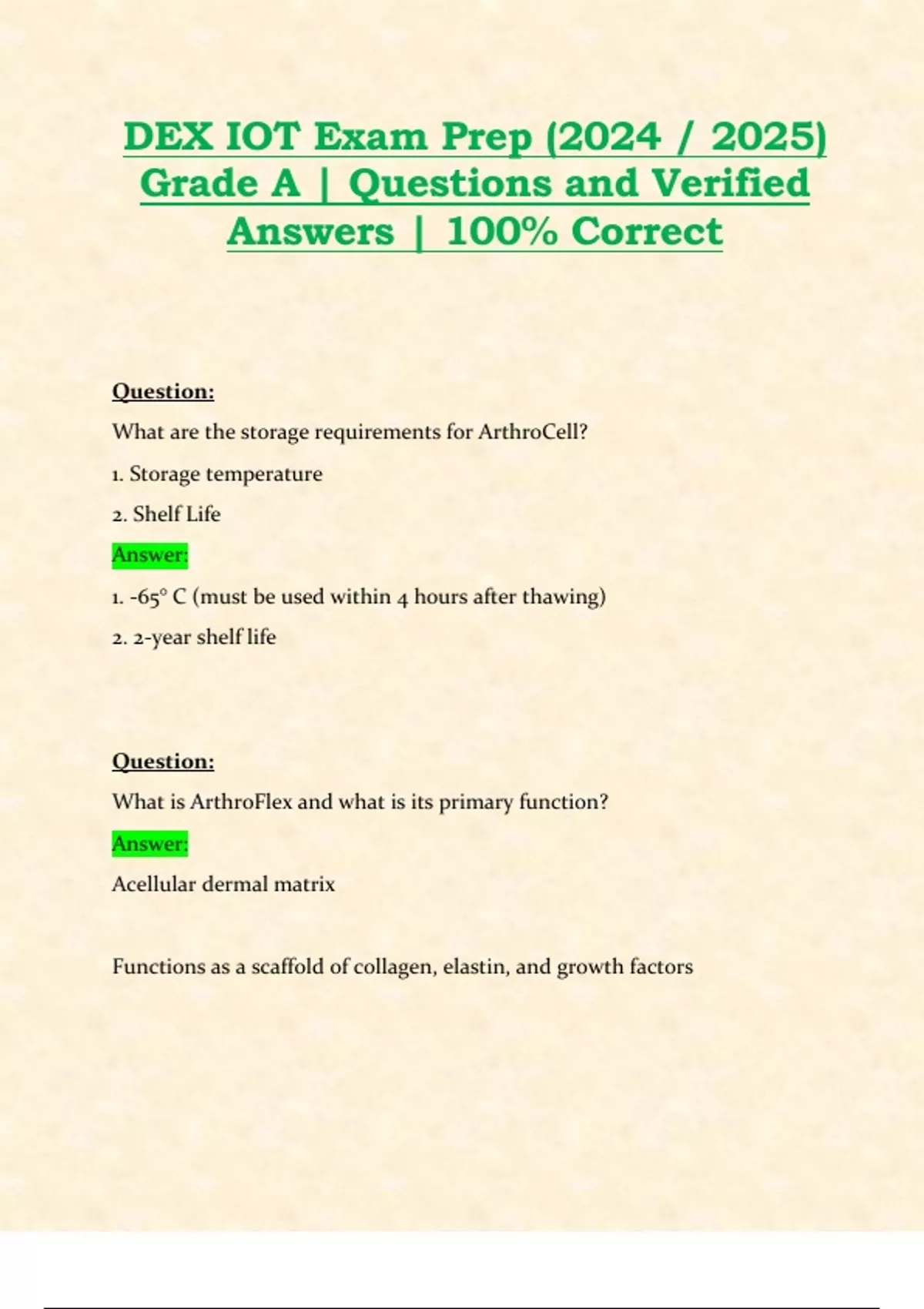 DEX IOT Exam Prep (2024 / 2025) Grade A | Questions and Verified ...