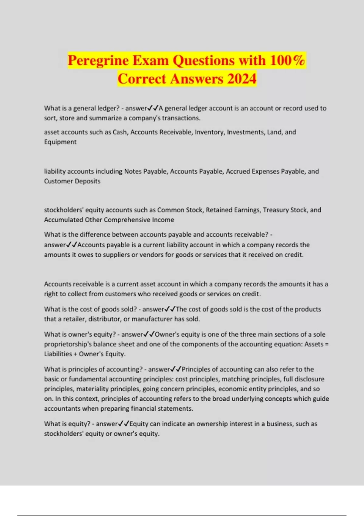 Peregrine Bundled Exams with complete solutions 2024/2025 - Stuvia US