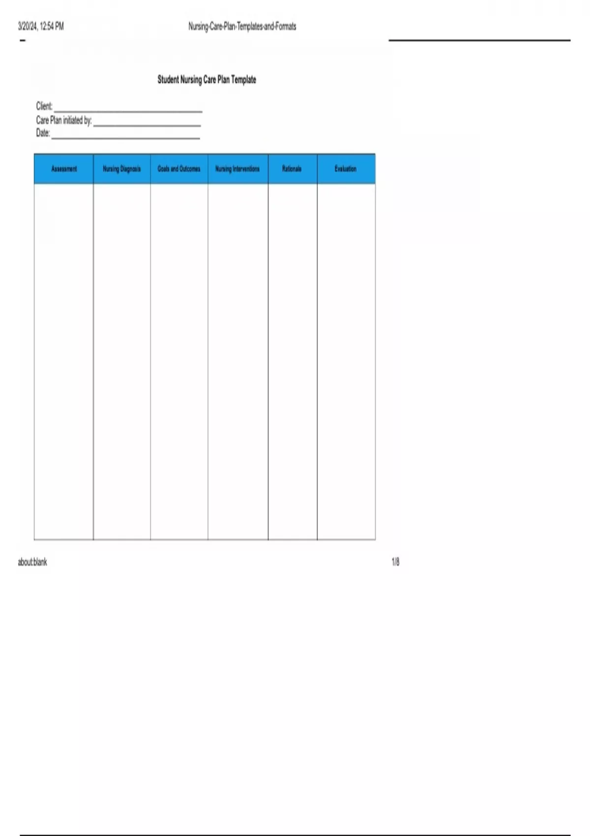 Nursing Care Plan Templates - Nurse practitioner - Stuvia US