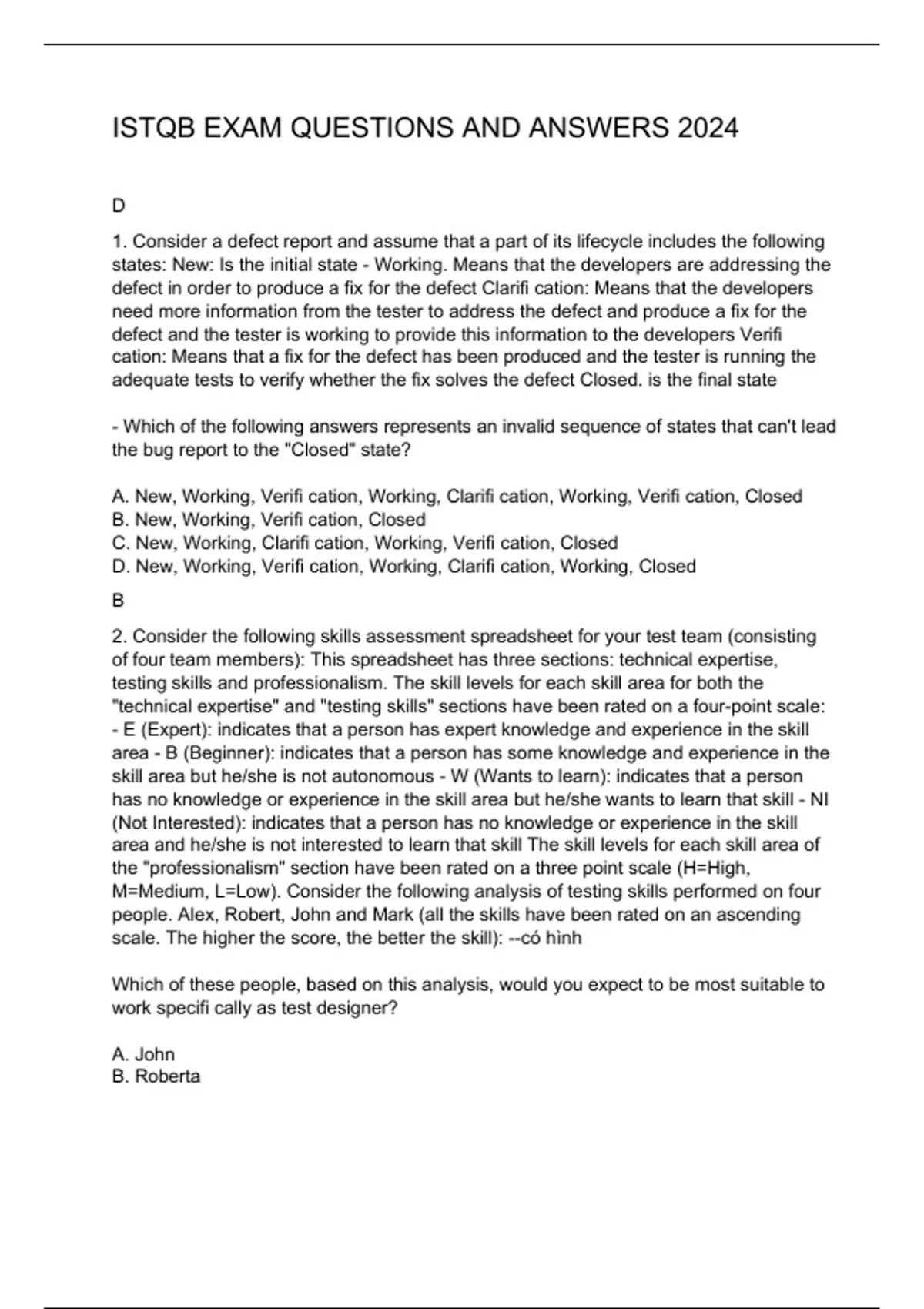 Istqb Exam Questions And Answers 2024 Istqb Stuvia Us