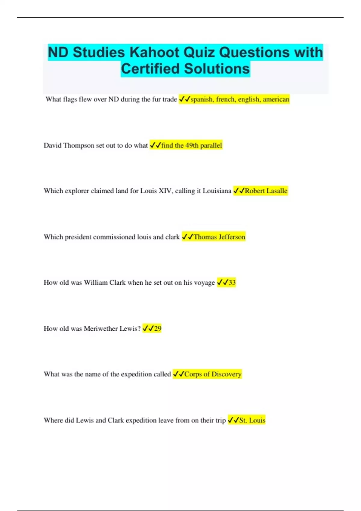 ND Studies Kahoot Quiz Questions with Certified Solutions - ND Studies ...