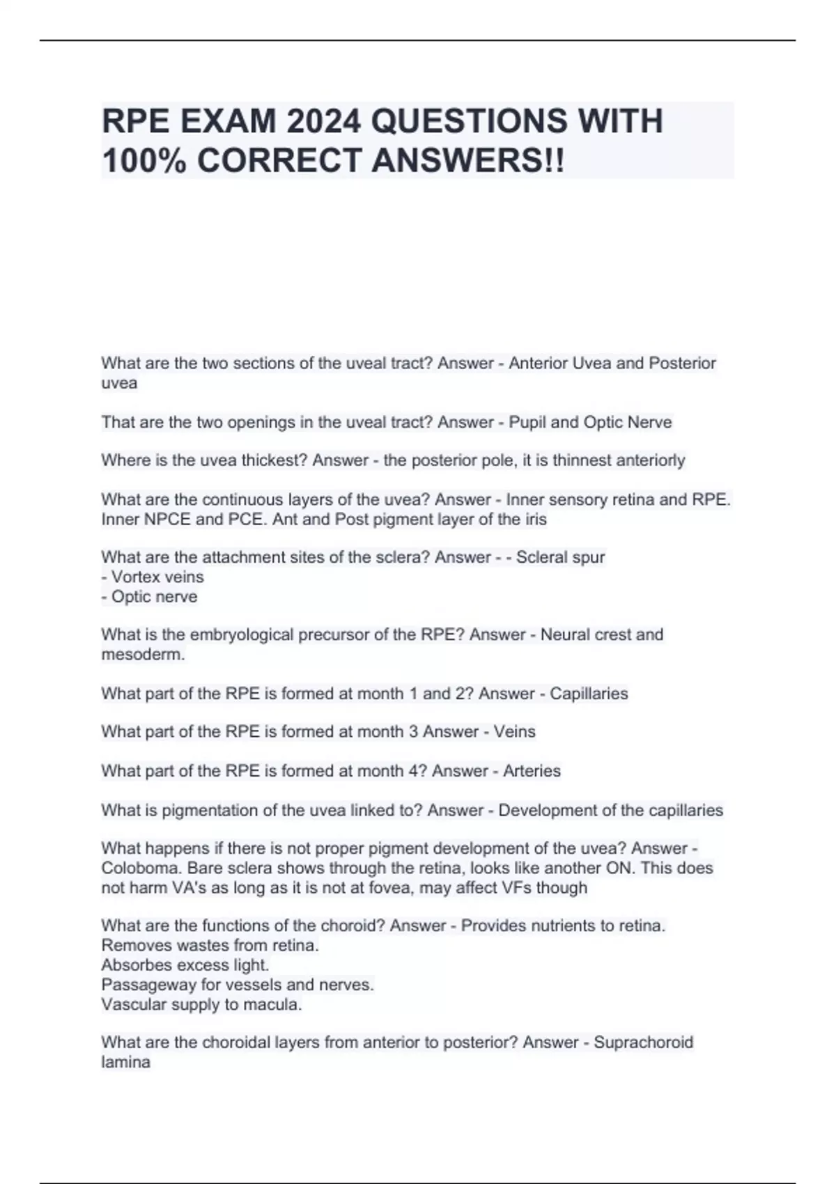 RPE EXAM 2024 QUESTIONS WITH 100% CORRECT ANSWERS!! - RPE - Stuvia US