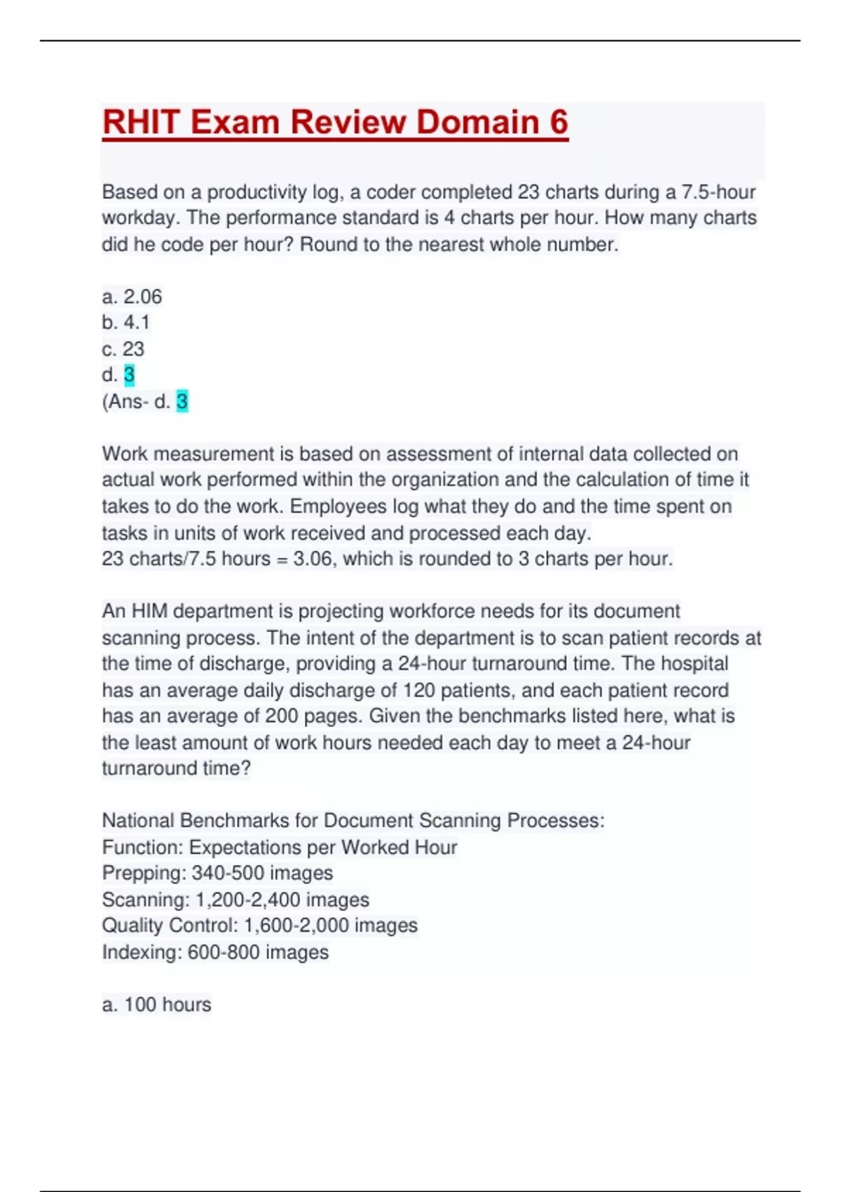 RHIT Exam Review Domain 6 : Questions & Answers: Latest Updated ...