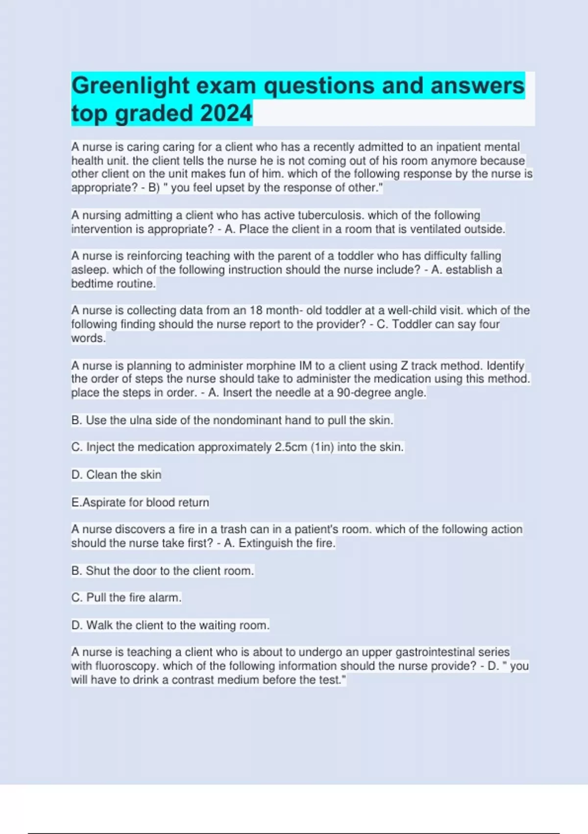 Greenlight exam questions and answers top graded 2024 - Greenlight ...