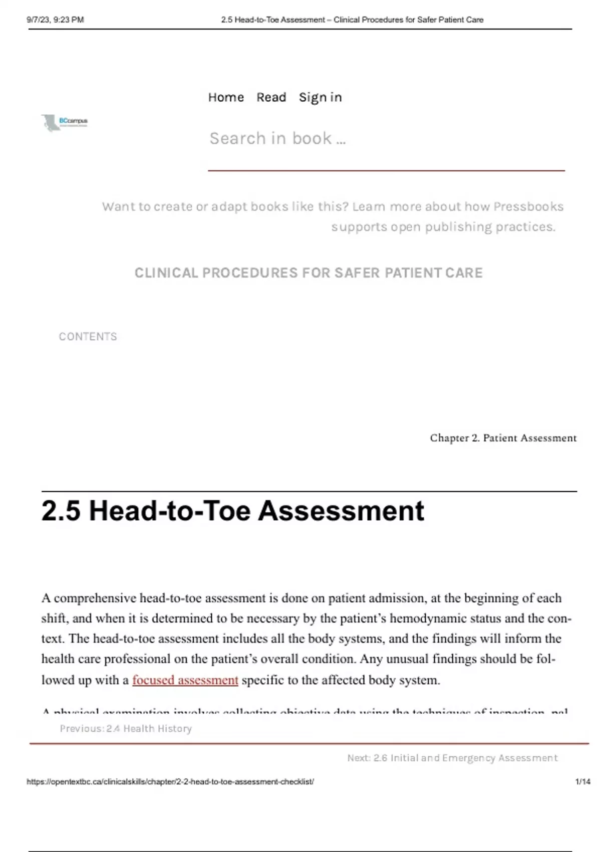 NR 305 2.5 Head-to-Toe Assessment Clinical Procedures for Safer Patient ...