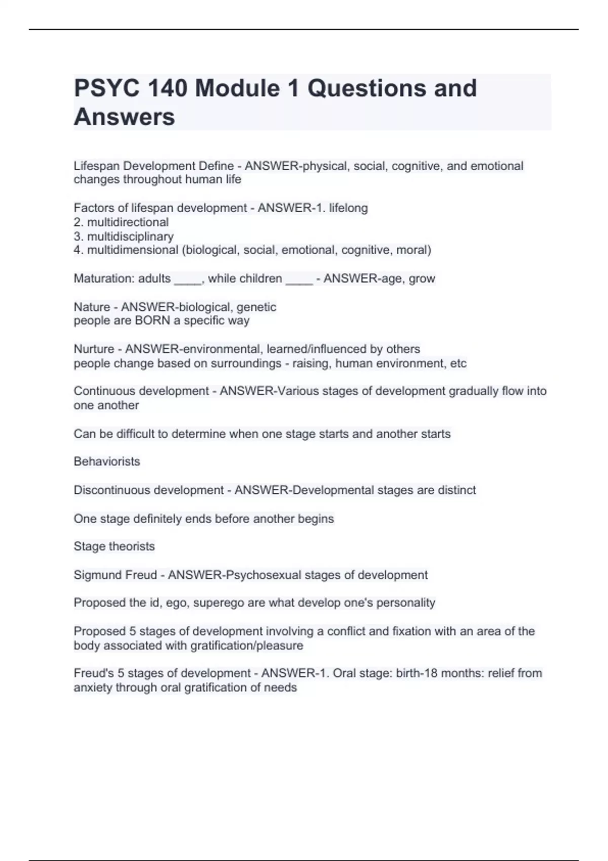 PSYC 140 - MODULE 2 EXAM QUESTIONS & ANSWERS || LATEST UPDATE 2025 EXAM ...