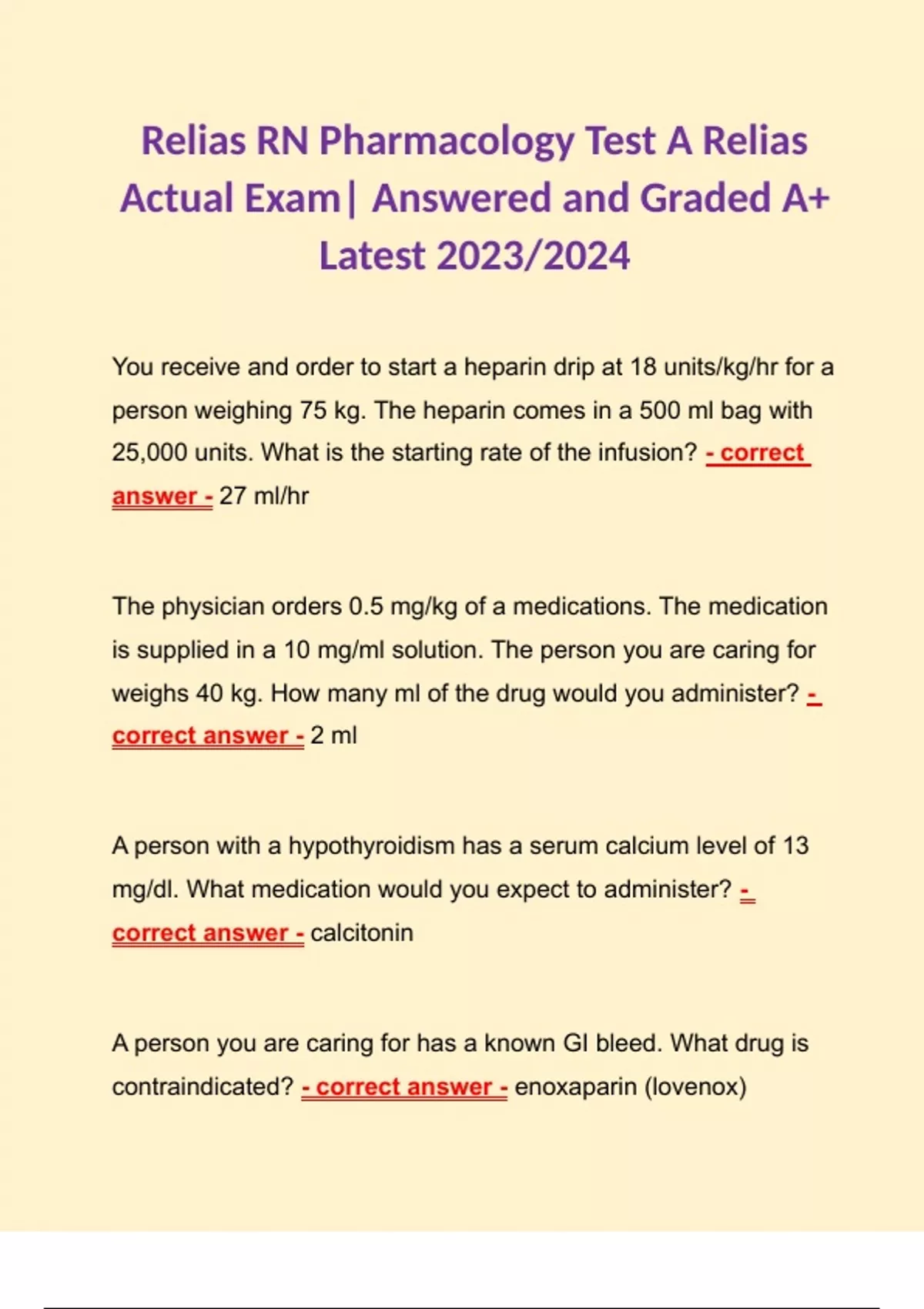 BUNDLE for Relias ED RN A | Questions and Answers Graded and Rated A+ ...