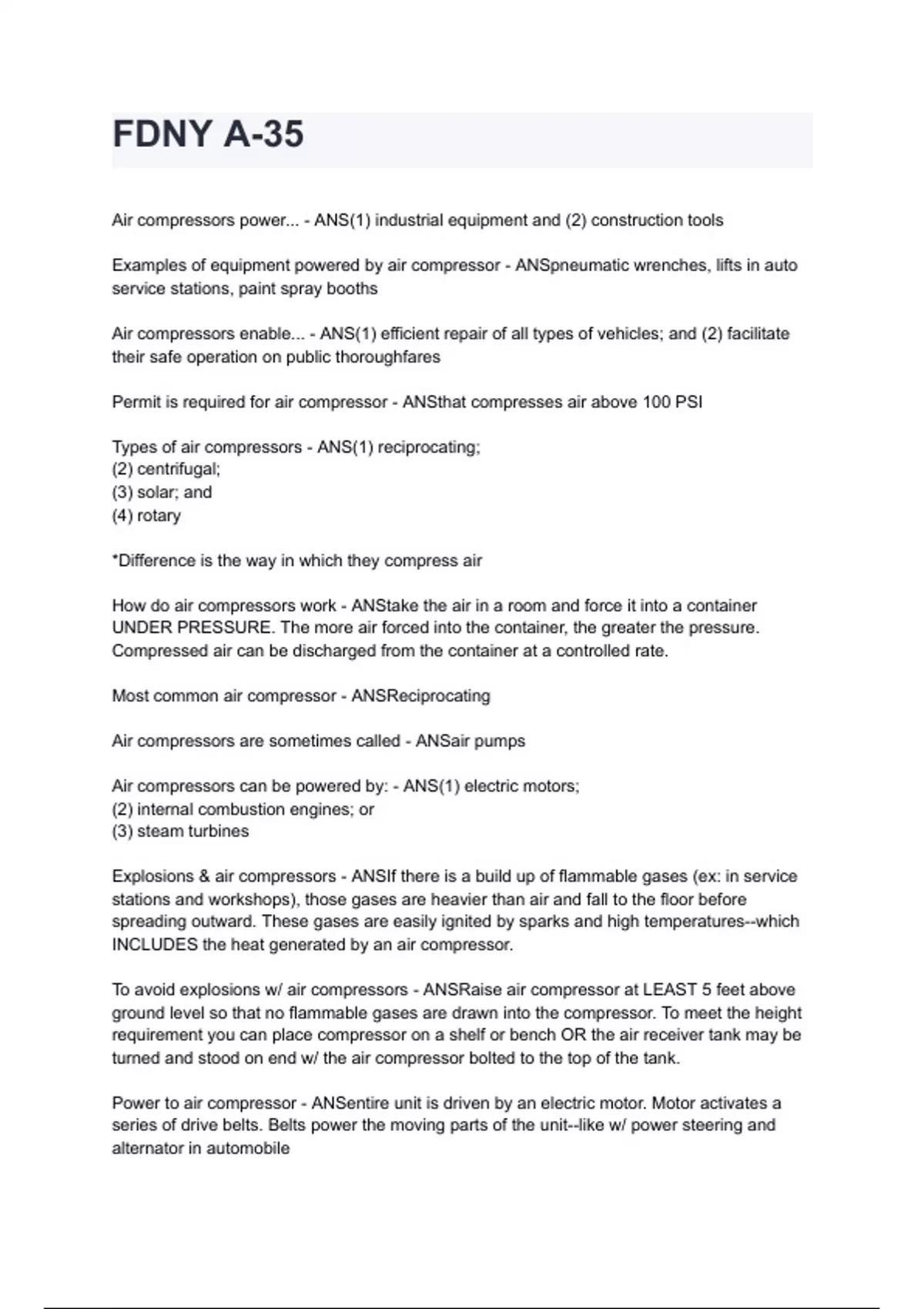 FDNY A-35 Exam Questions & Answers 2024/2025 (100% verified) graded A ...