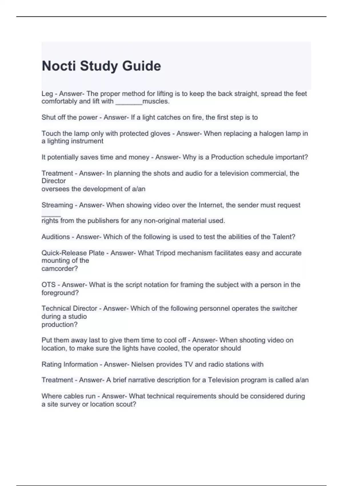 Nocti Study Guide 2024 with complete solutions - NOCTI - Stuvia US