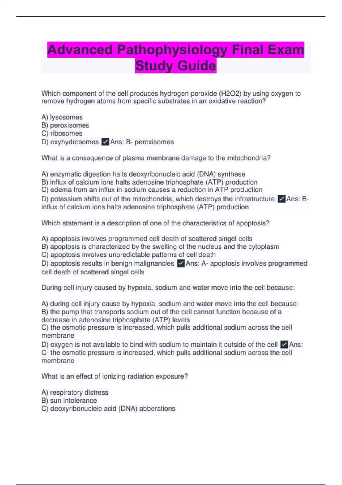 Advanced Pathophysiology Final Exam Study Guide - NR 507 ADVANCED ...