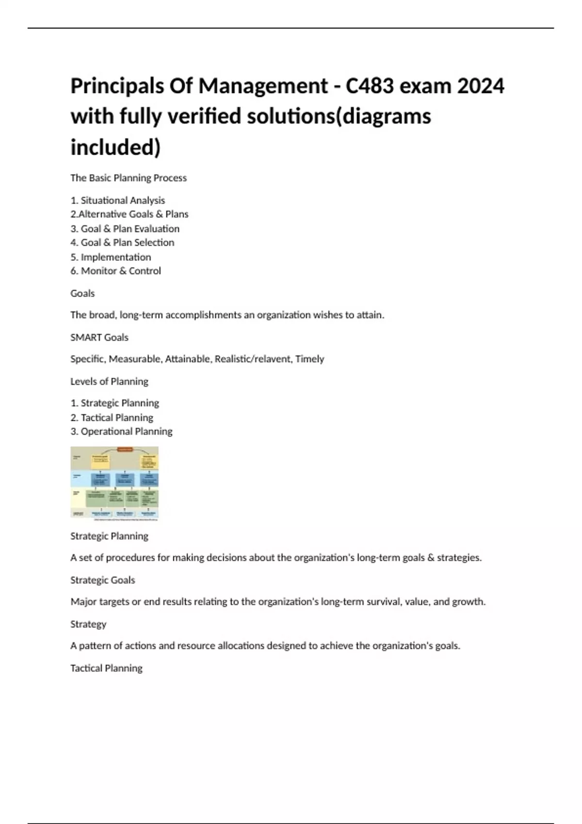 Principals Of Management - C483 exam 2024 with fully verified solutions ...