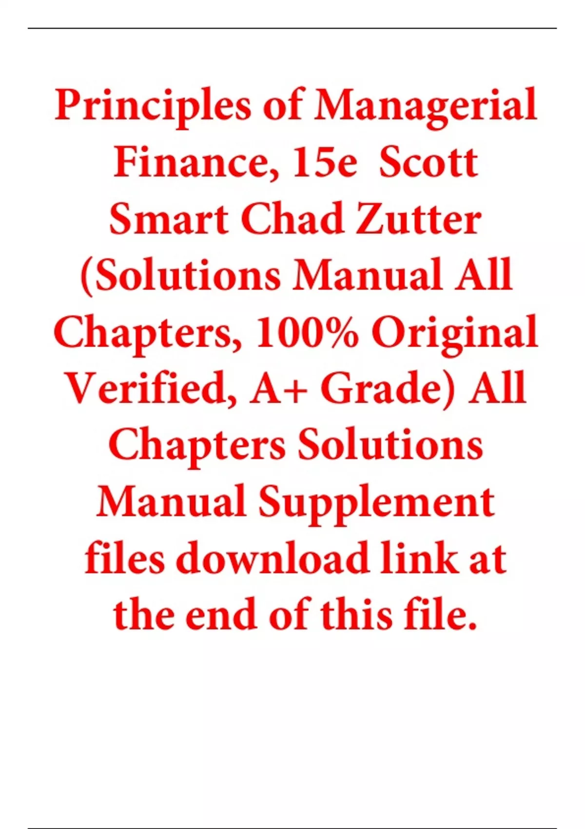 Solutions Manual for Principles of Managerial Finance 15th Edition By ...