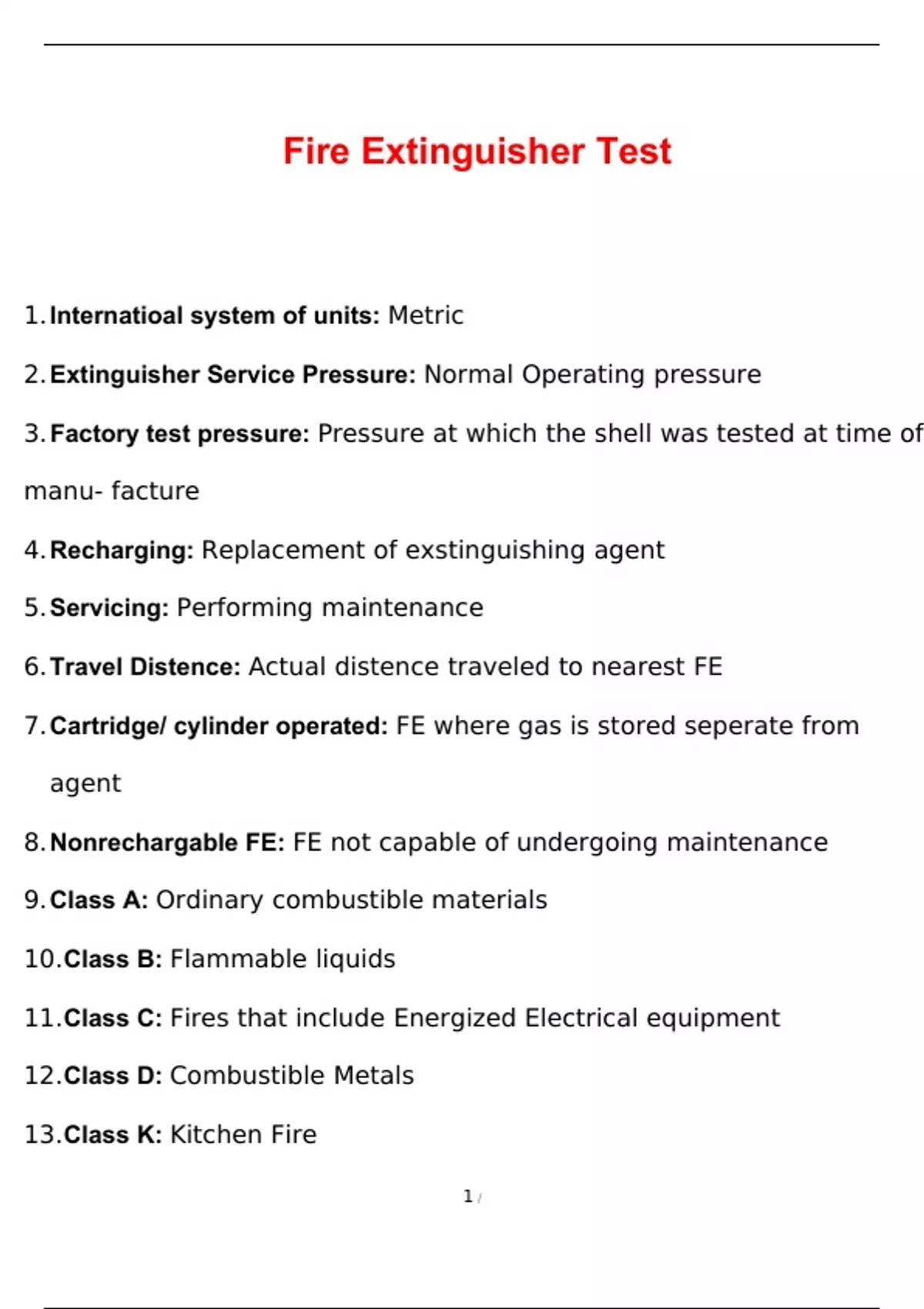 Fire Extinguisher Test 2024 Actual Questions and Answers with complete ...