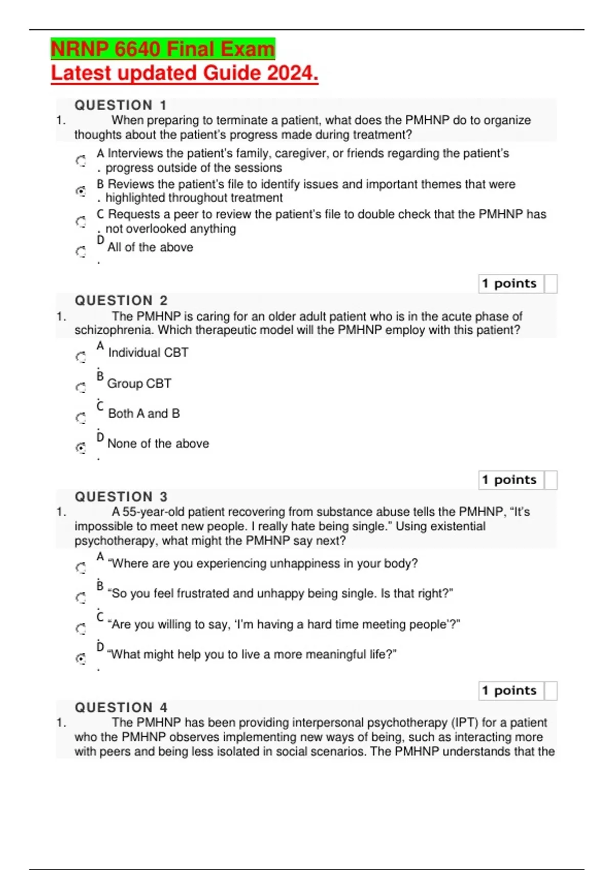 NRNP 6640 Final Exam Latest updated Guide 2024 - Nursing associated ...