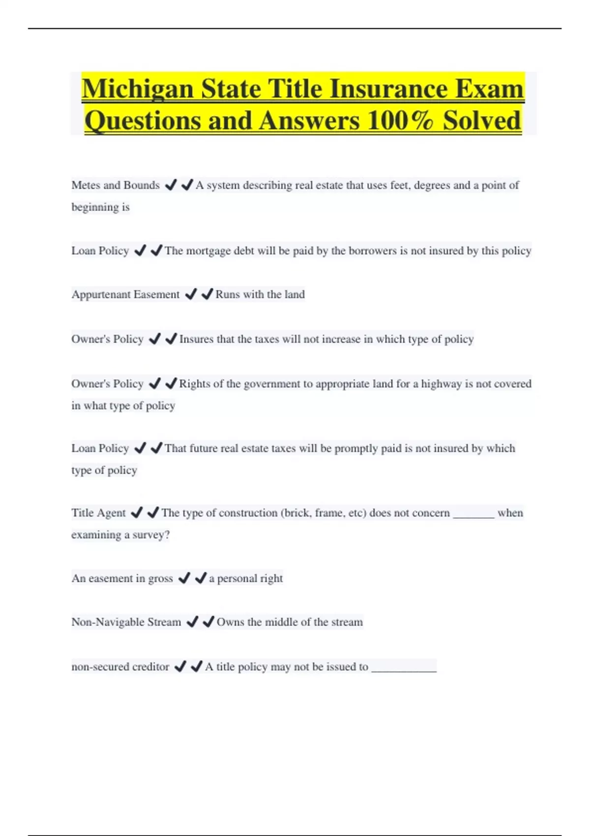 COMPLETE PACKAGE::-TITLE PRODUCER EXAMS WITH COMPLETE SOLUTIONS - Stuvia US
