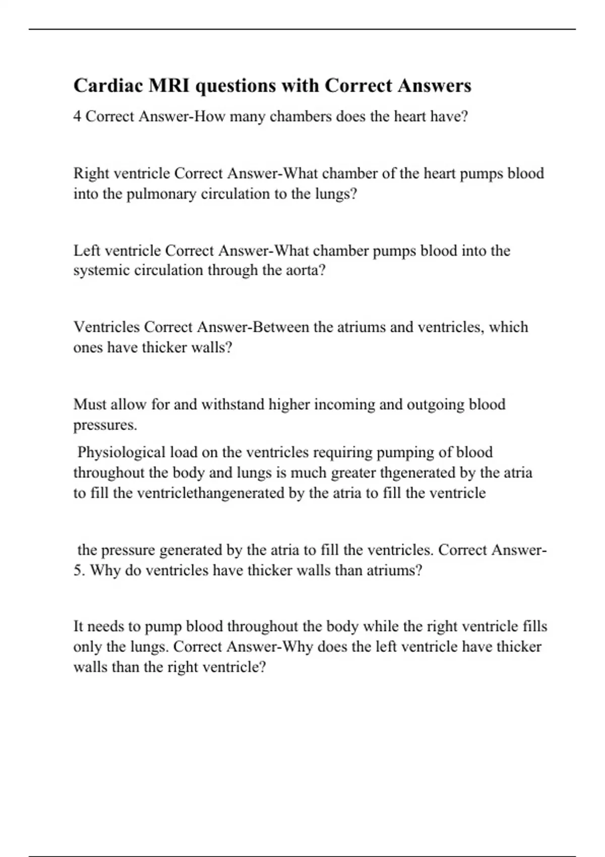 Cardiac MRI questions with Correct Answer1 - Cardiac MRI - Stuvia US