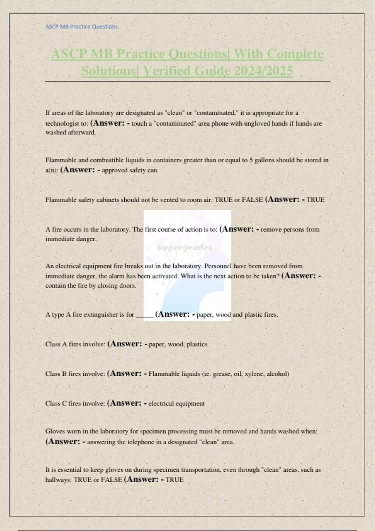 ASCP MB Practice Questions| With Complete Solutions| Verified Guide ...