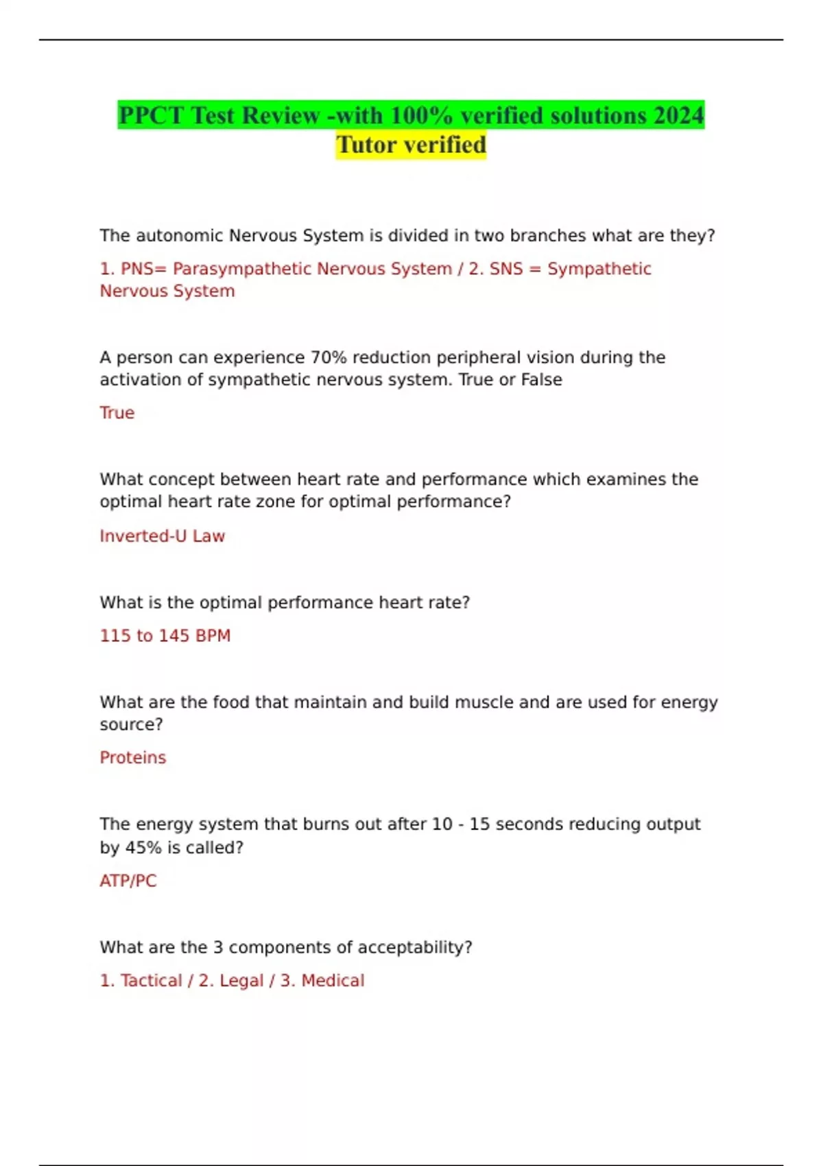 PPCT Test Review -with 100% verified solutions 2024 - Ppct - Stuvia NL