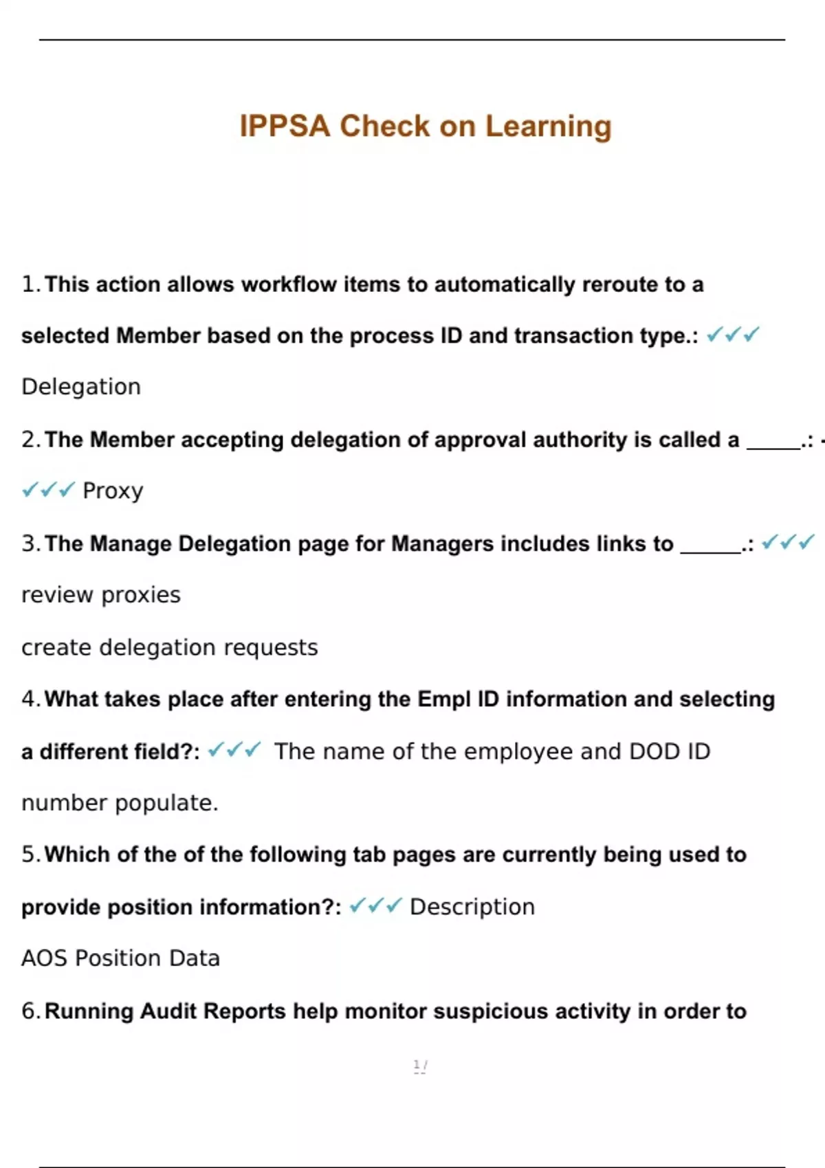 IPPSA Check on Learning| 130 QUESTIONS| WITH COMPLETE SOLUTIONS - IPPSA - Stuvia US