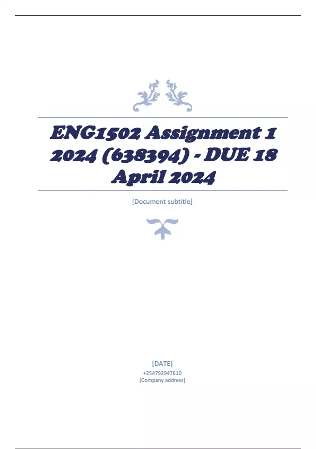 ENG1502 Assignment 1 2024 (638394) - DUE 18 April 2024 - ENG1502 (ENG1502) - Stuvia SA