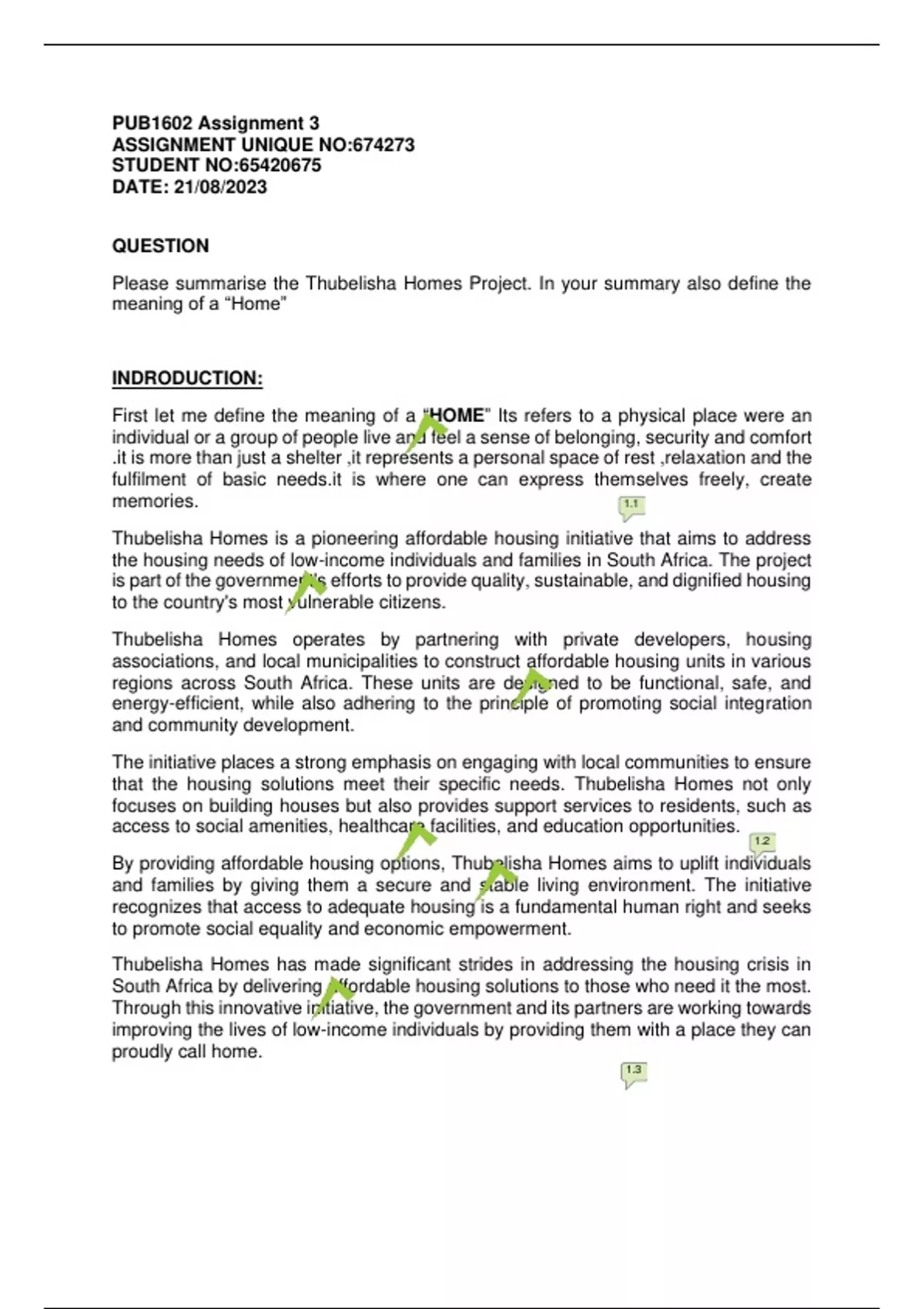 Summary - human settlement management 1 (PUB1602) - Human settlement ...