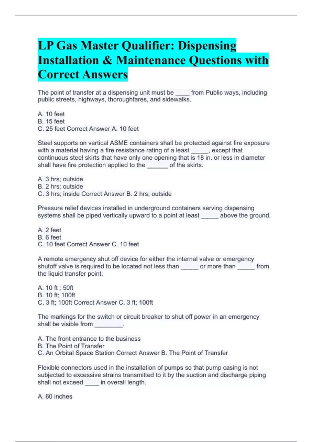 LP Gas Master Qualifier: Dispensing Installation & Maintenance ...